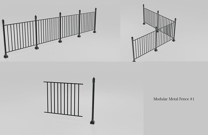 modular metal fence no1 3D model | CGTrader