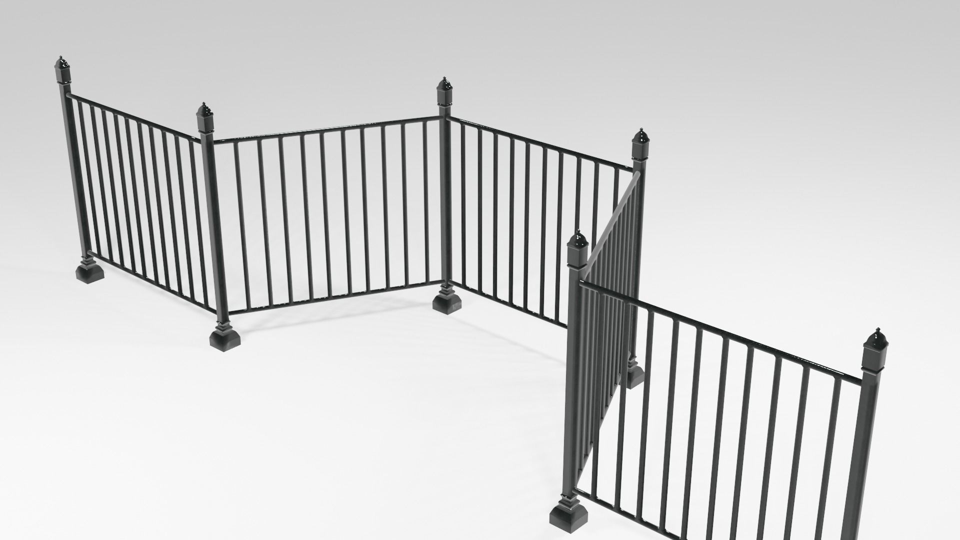 modular metal fence no1 3D model | CGTrader