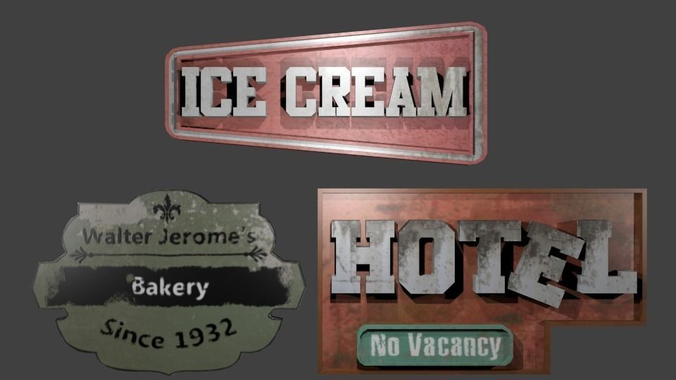 3D model Low Poly signs package VR / AR / low-poly | CGTrader