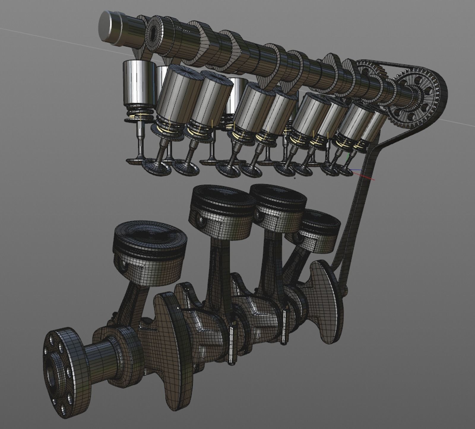 Animated L4 Engine Cylinders 3D model animated | CGTrader