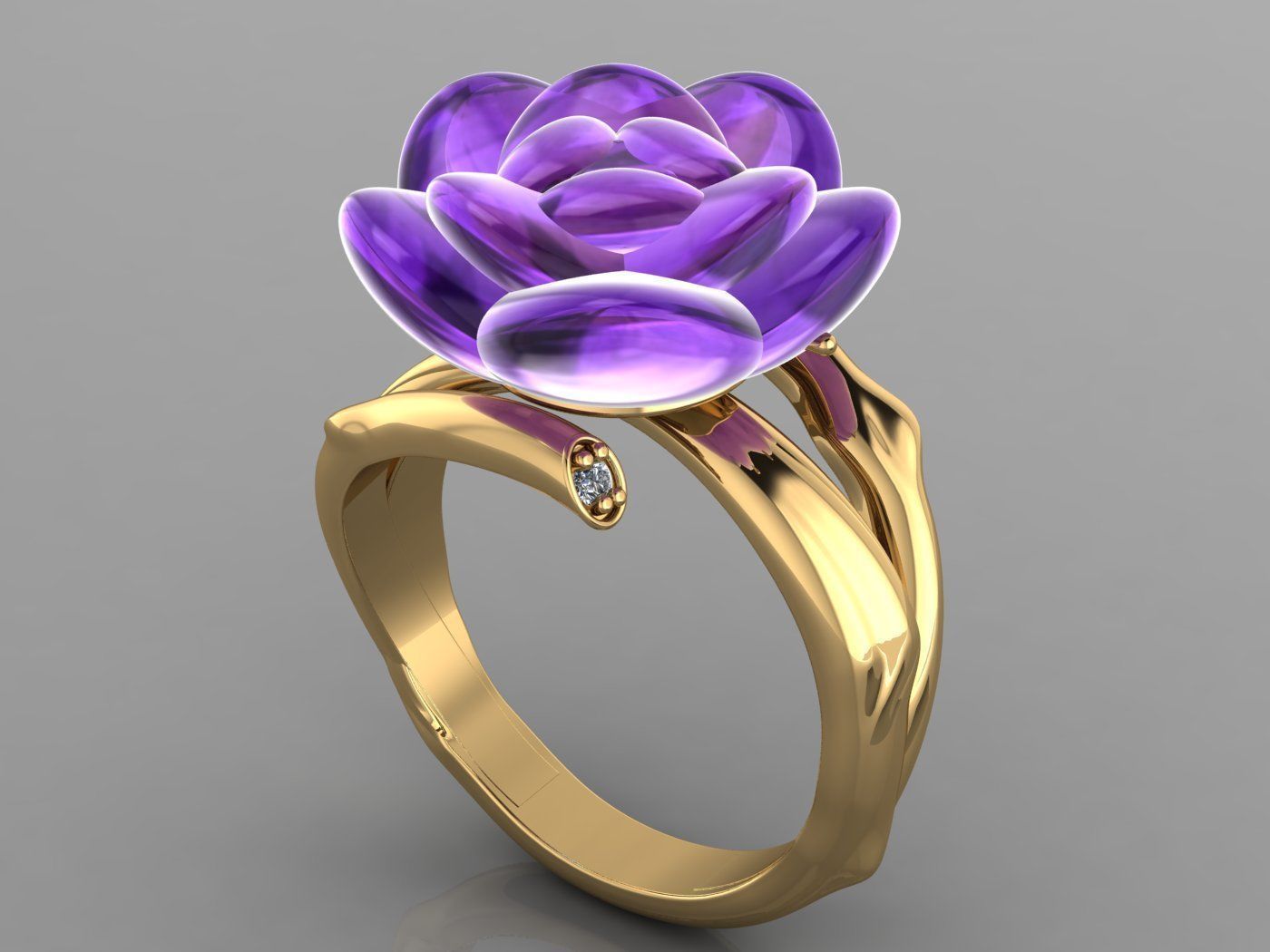 3D print model flower ring golden | CGTrader
