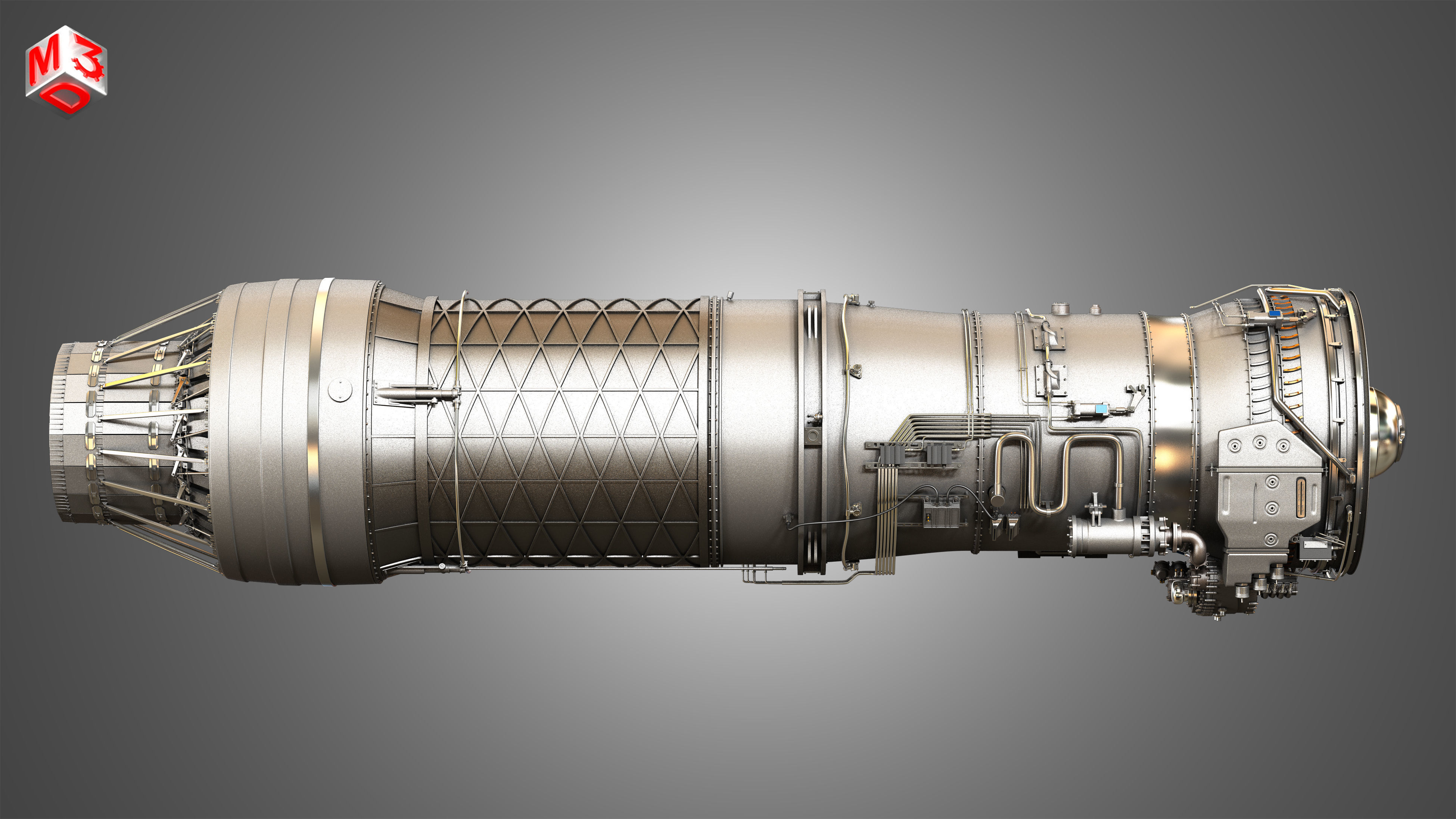 F100 - PW - 220 Turbofan Engine - Cutaway 3D model | CGTrader
