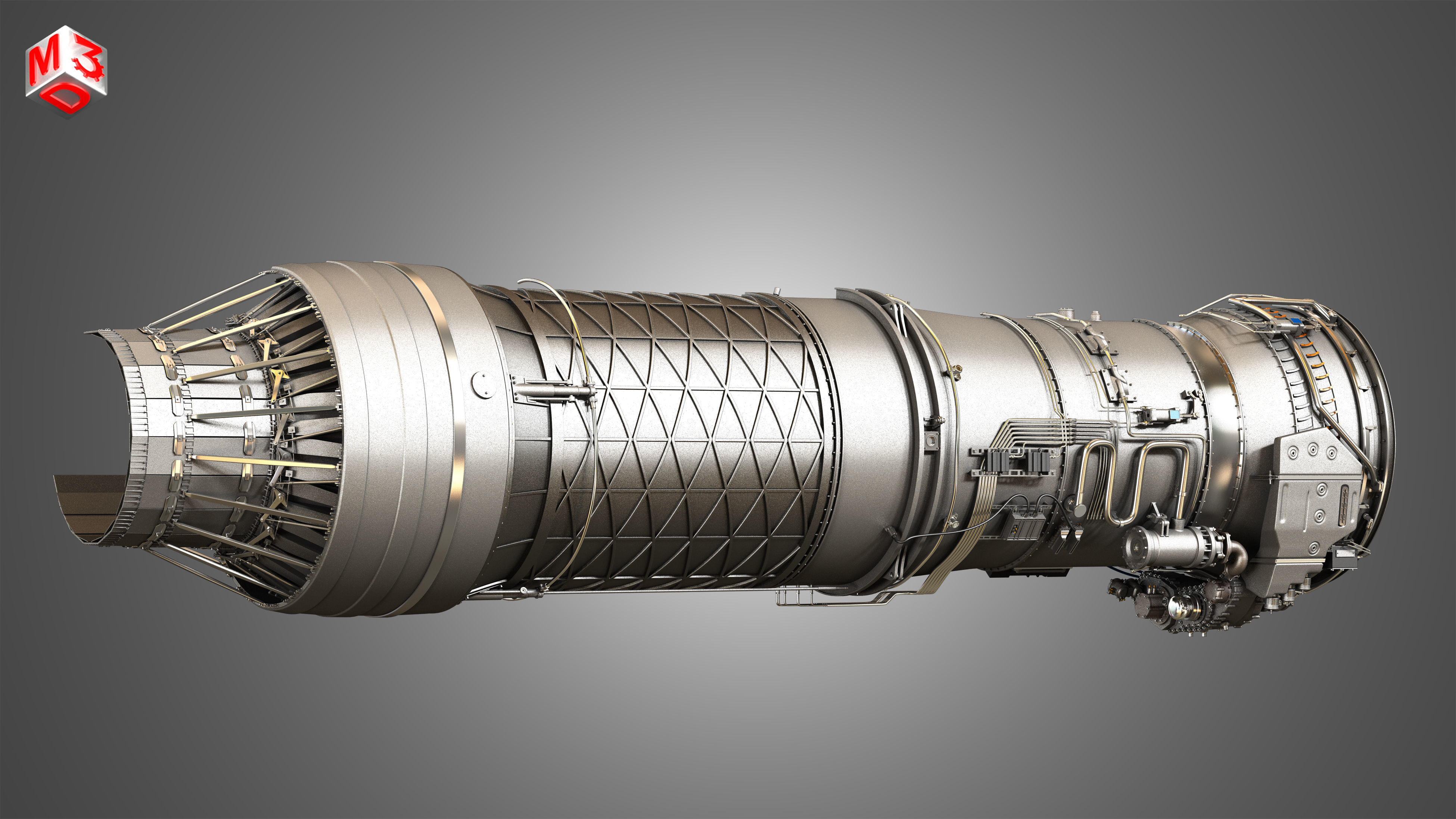 F100 - PW - 220 Turbofan Engine - Cutaway 3D model | CGTrader