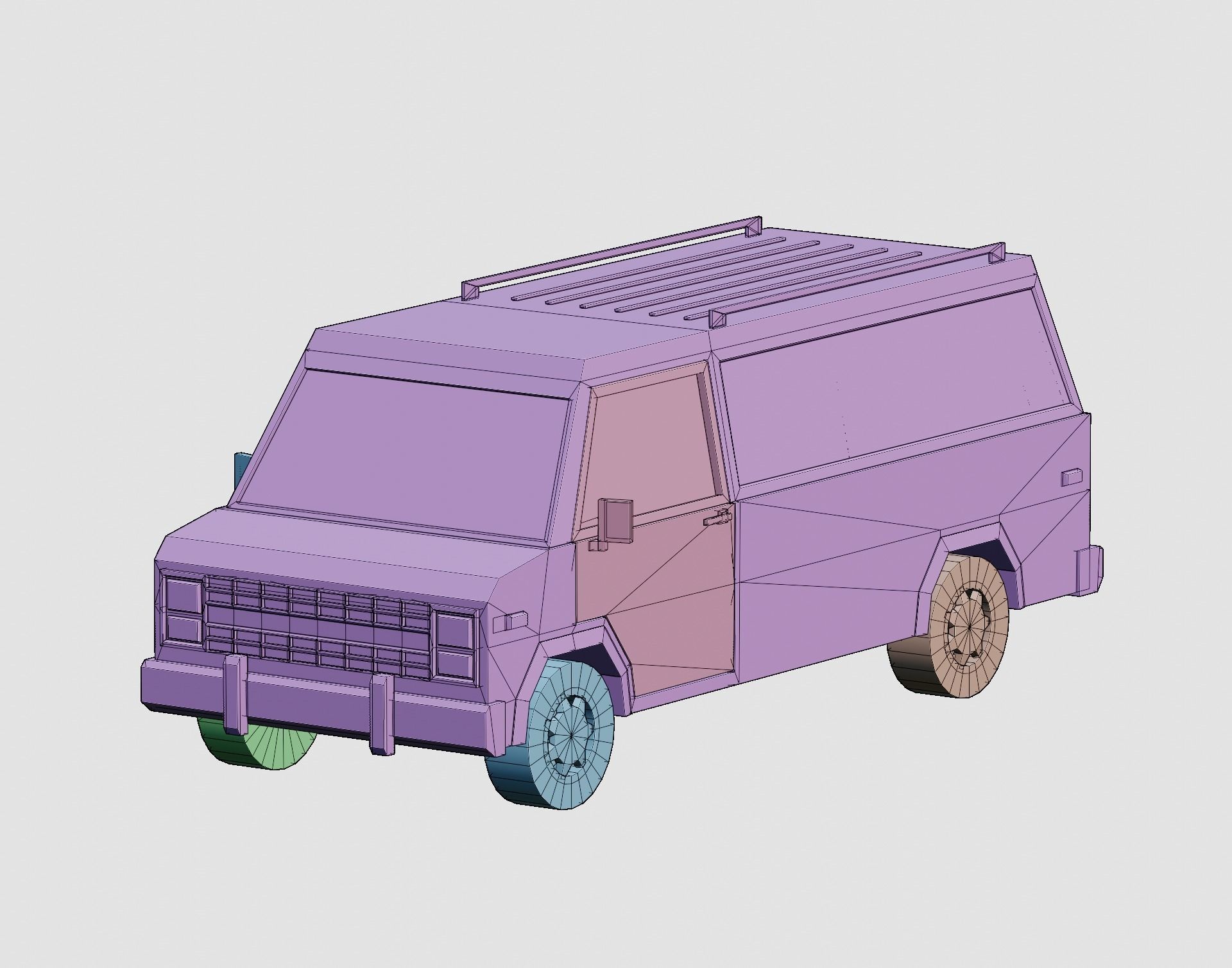 3D model Stylized Cartoon Cargo Van 80s VR / AR / low-poly | CGTrader