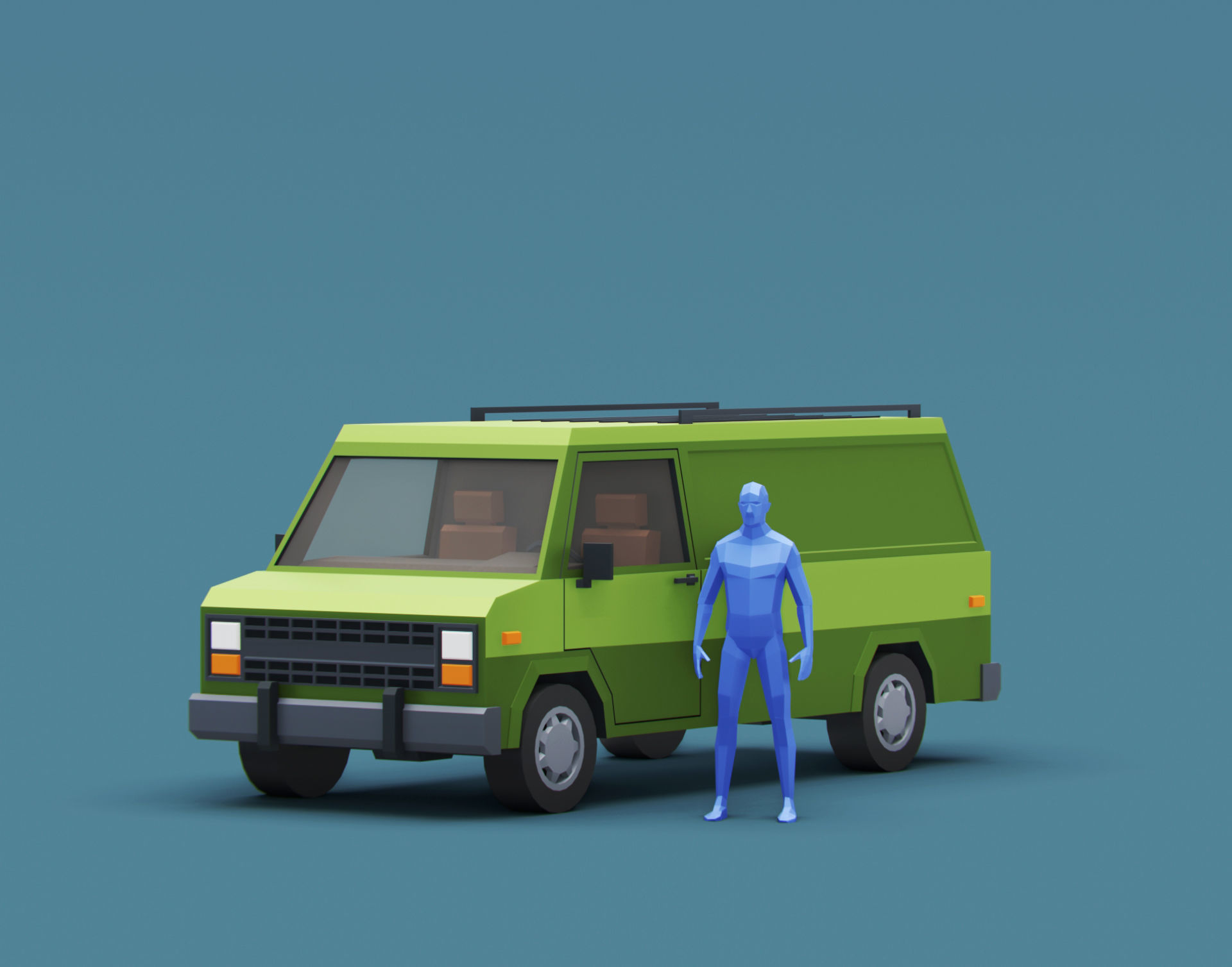3D model Stylized Cartoon Cargo Van 80s VR / AR / low-poly | CGTrader