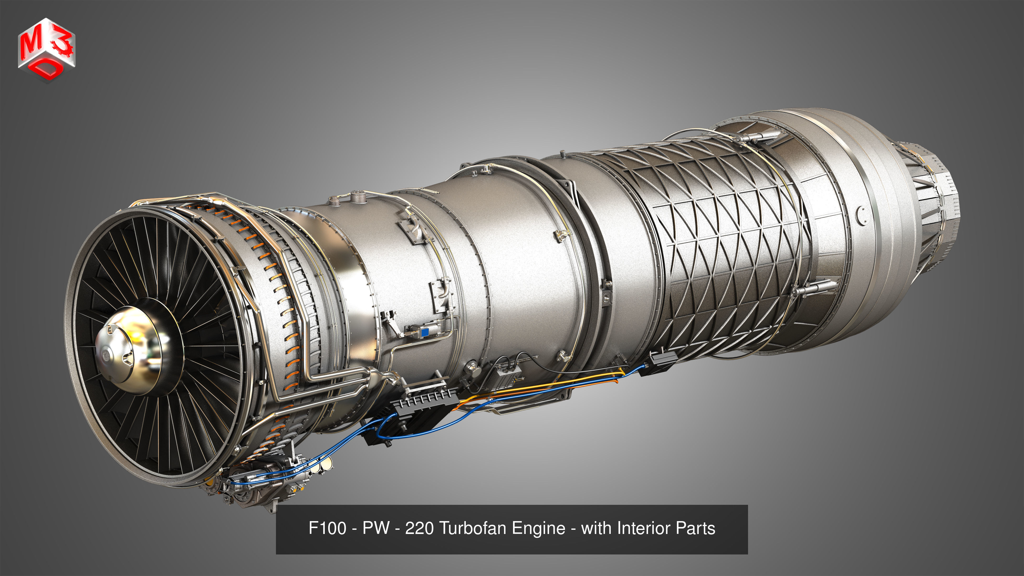 F100 - PW - 220 Turbofan Engine 2 in 1 3D Model Collection | CGTrader