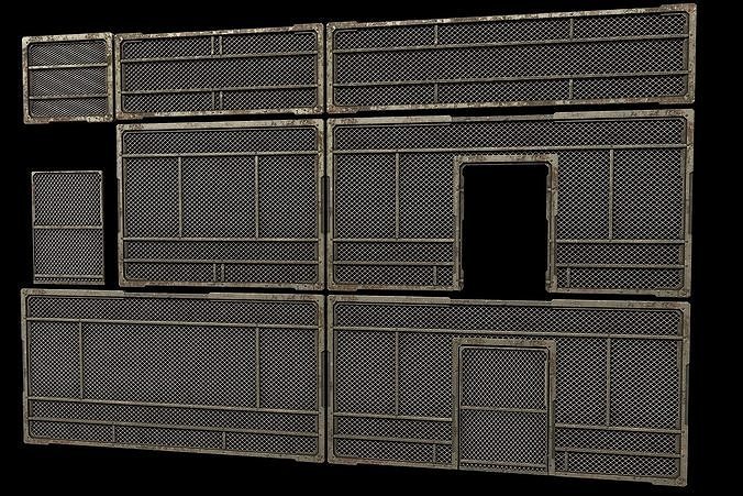 3D model Wall fence - modular Sci fi VR / AR / low-poly | CGTrader