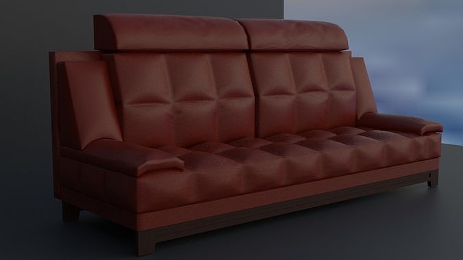 3D MODEL LEATHER RED SOFA 3D model | CGTrader