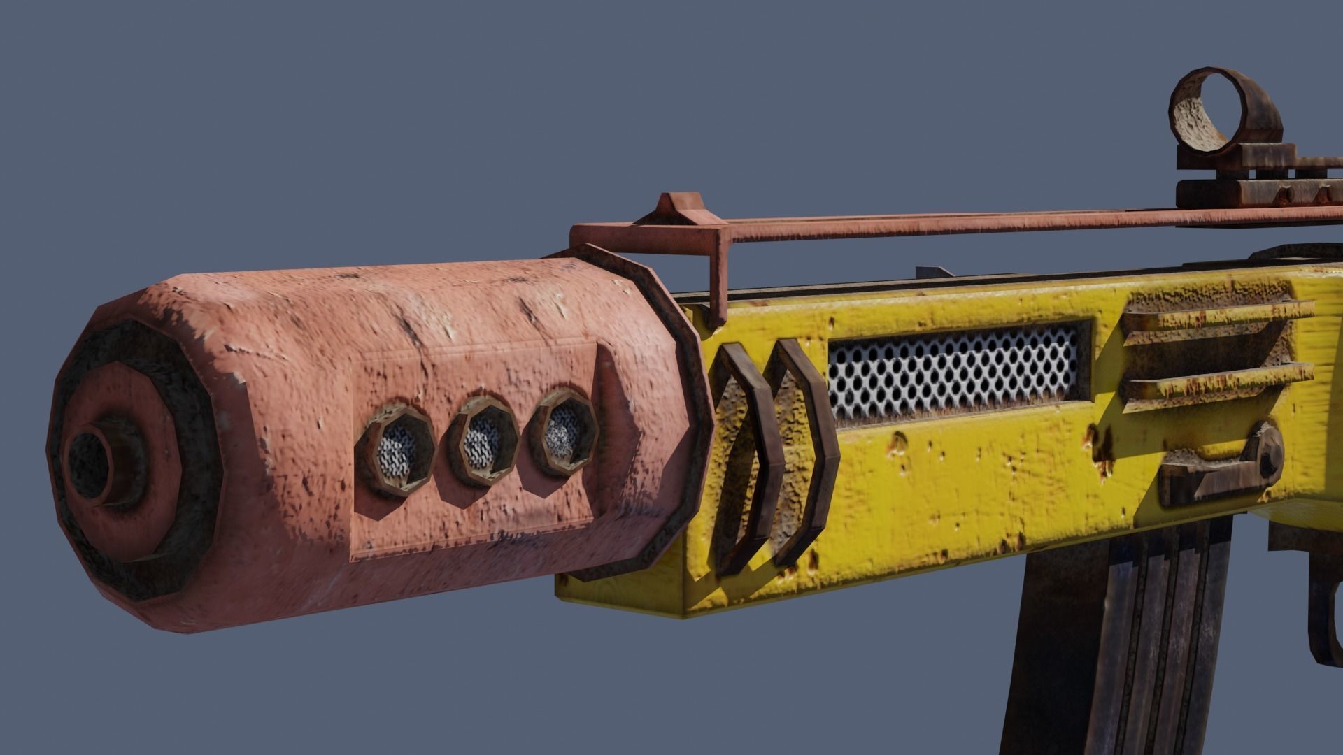 3D model Gun - Weapon - Apocalyptic - SMG - Rifle - Rust - Old VR / AR ...
