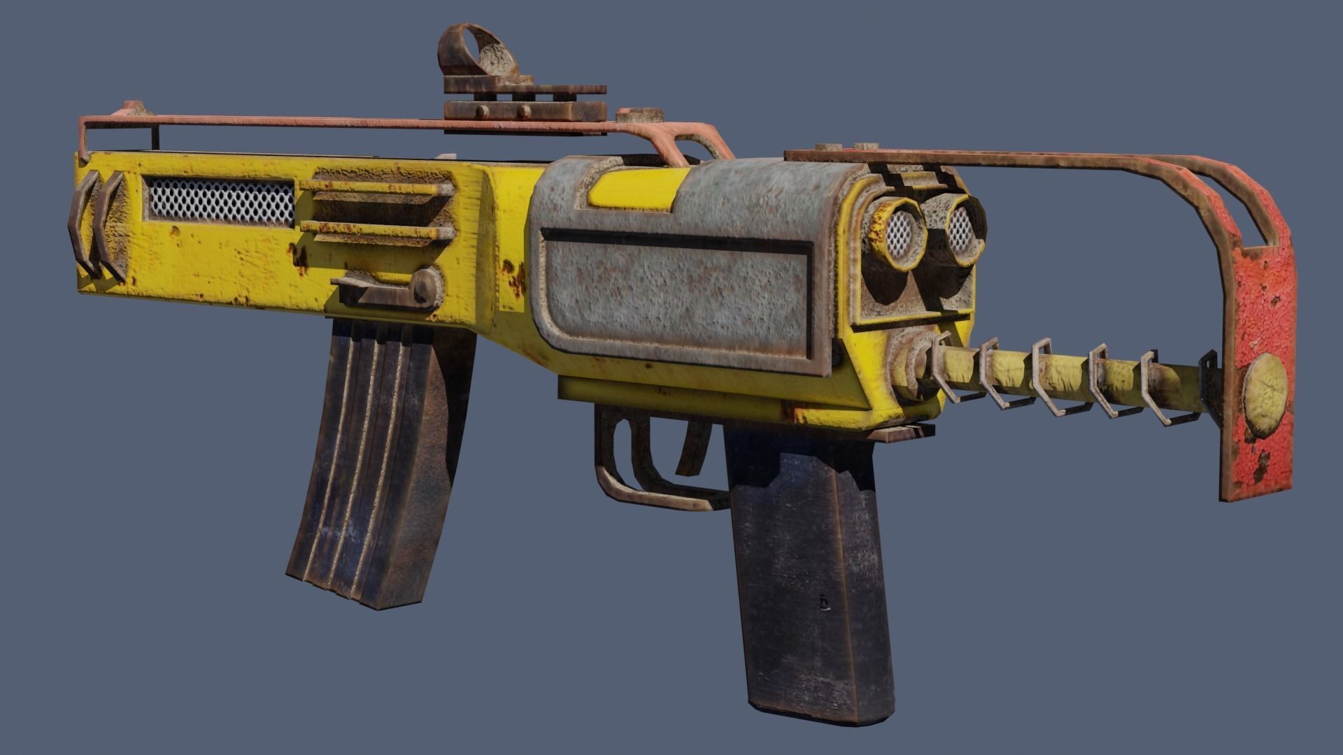 3D model Gun - Weapon - Apocalyptic - SMG - Rifle - Rust - Old VR / AR ...