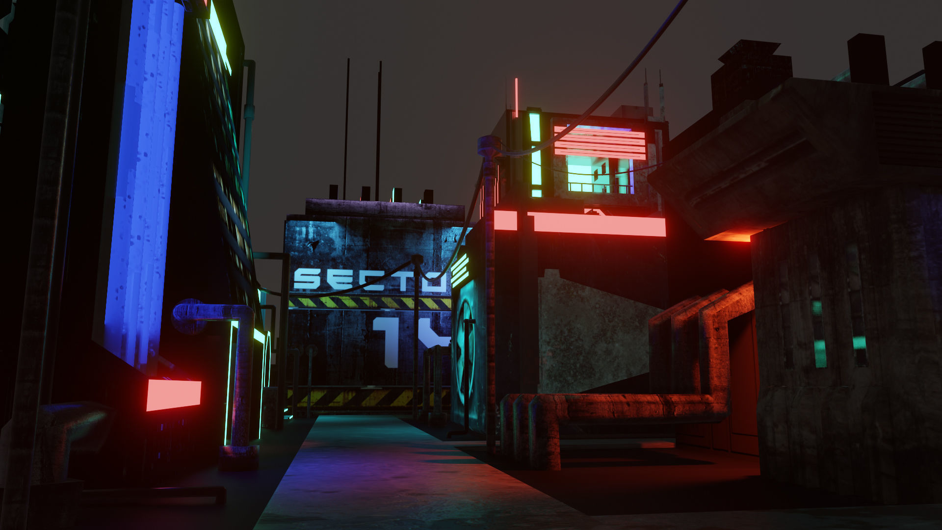 3D model Small Cyberpunk City with 17 buildings VR / AR / low-poly ...