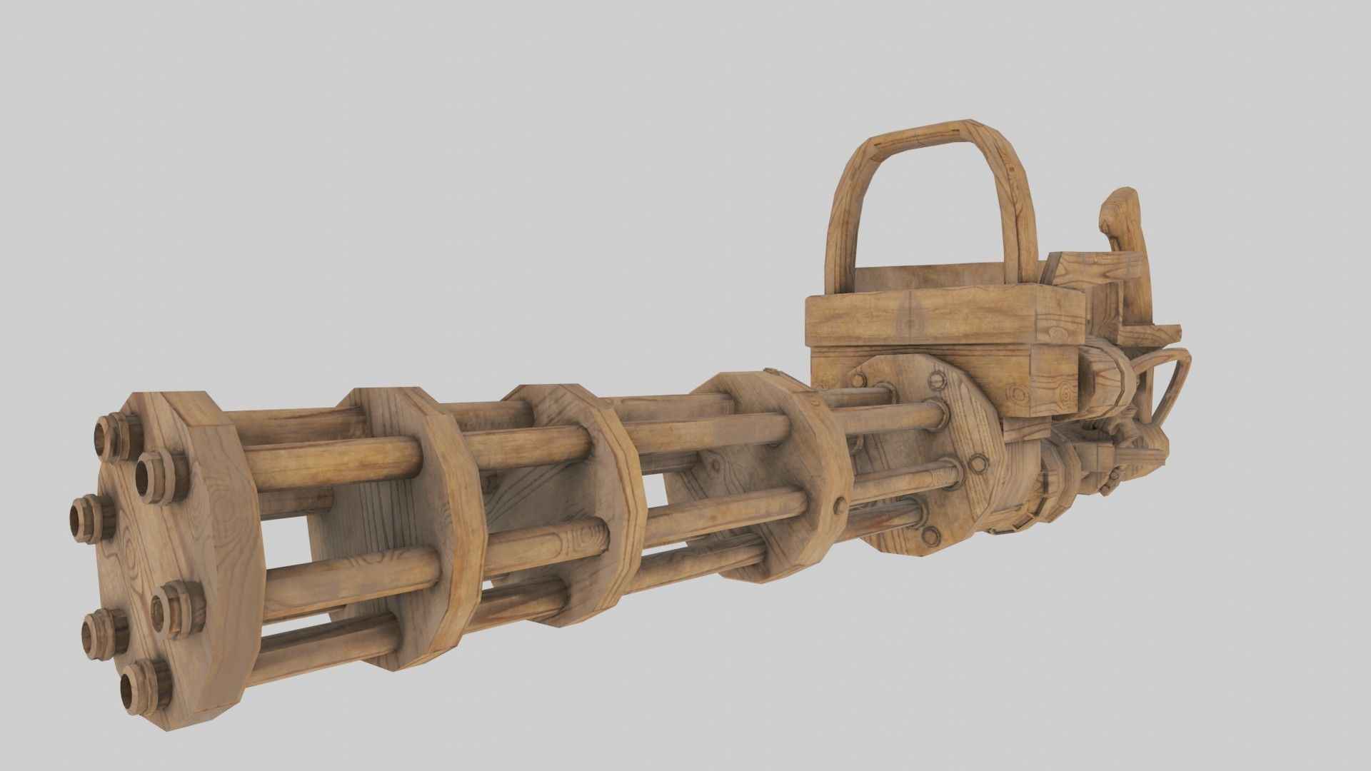 3D model Wooden Minigun VR / AR / low-poly | CGTrader