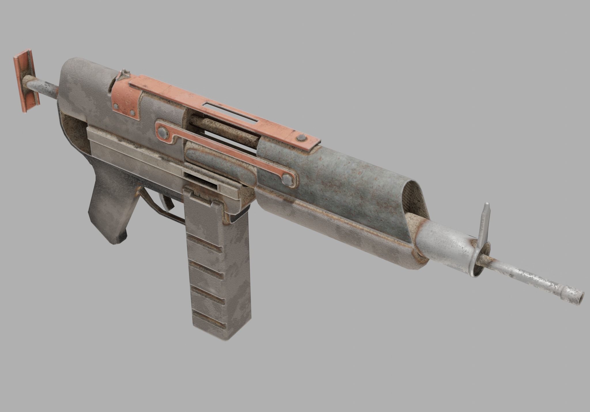 3D model Gun - Weapon - Apocalyptic - SMG - Rifle - Rust - Old VR / AR ...