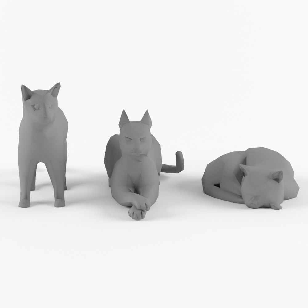 3D model Low Poly Cat Set Animal Lowpoly VR / AR / low-poly | CGTrader