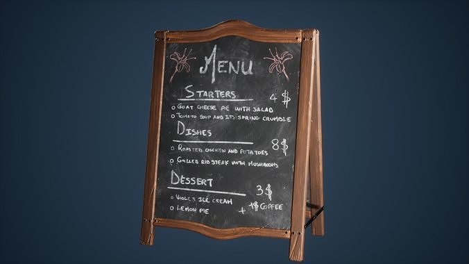 3D model Menu Sign Game Ready VR / AR / low-poly | CGTrader