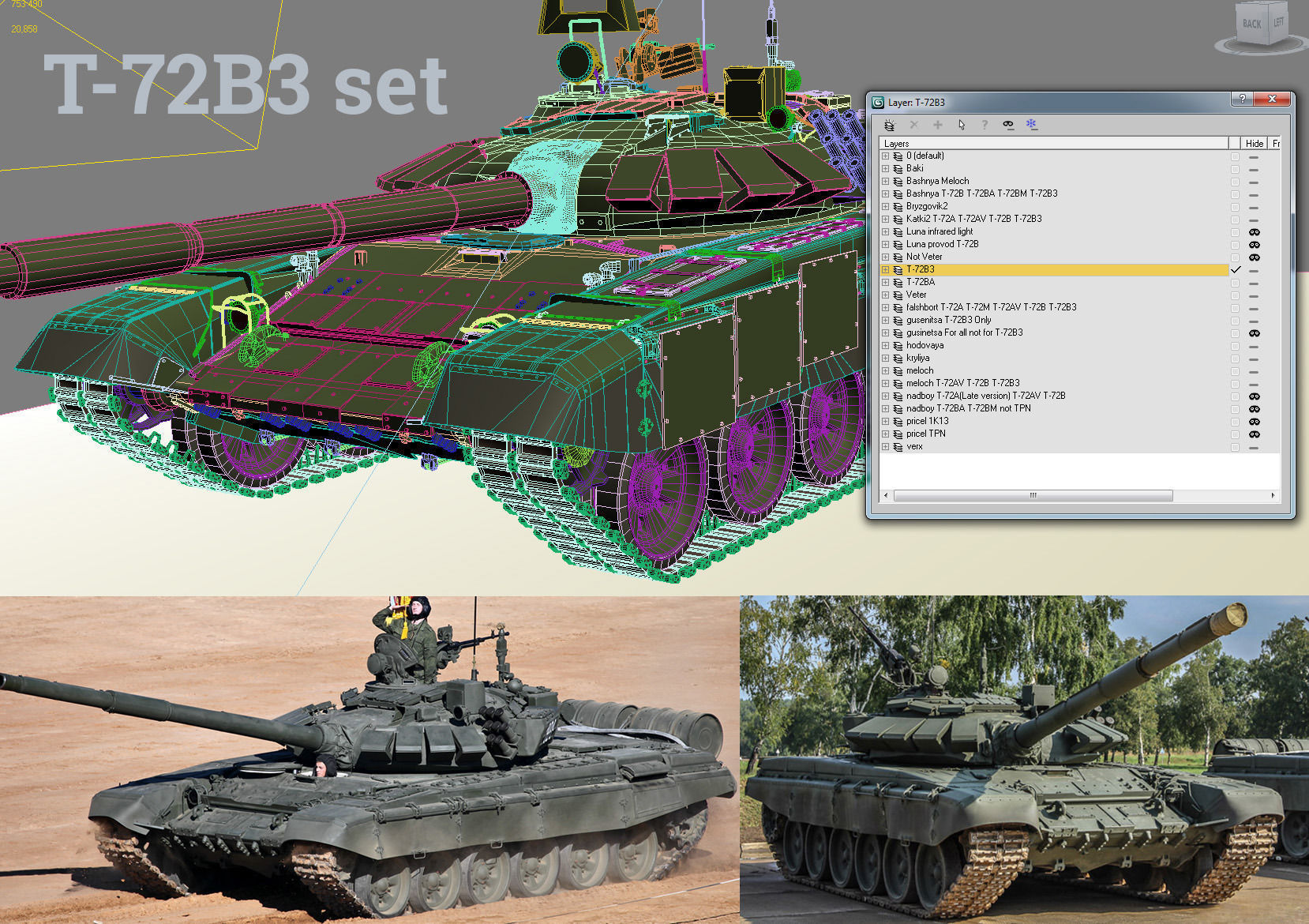T-72B3 Modern russian main battle tank 4 in 1 3D model | CGTrader