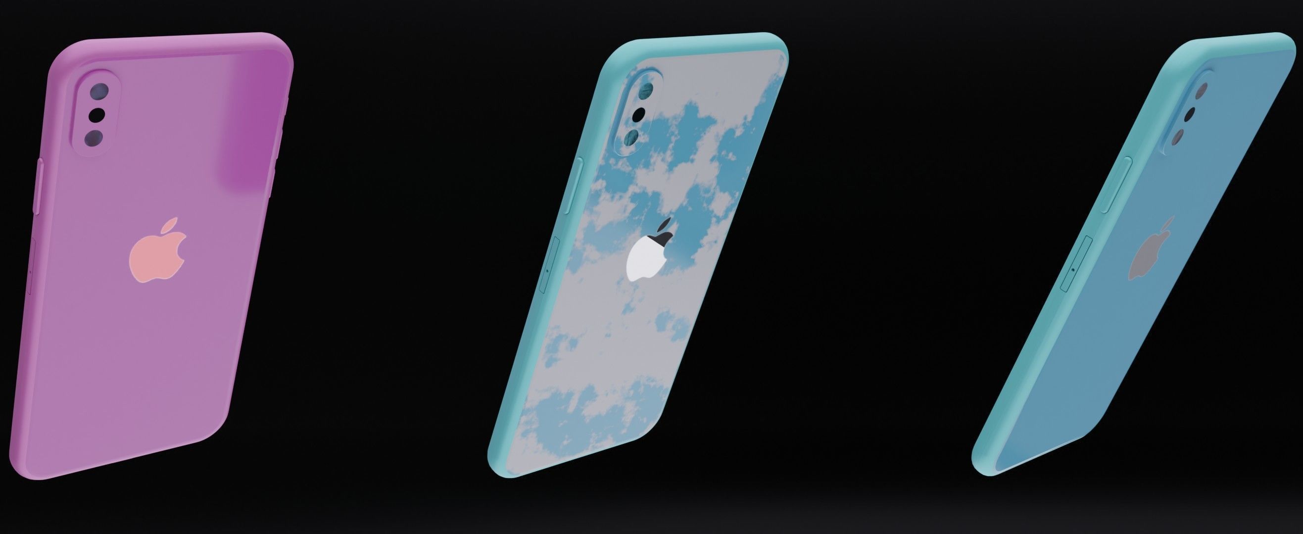 iphones different colored phones 3D model | CGTrader