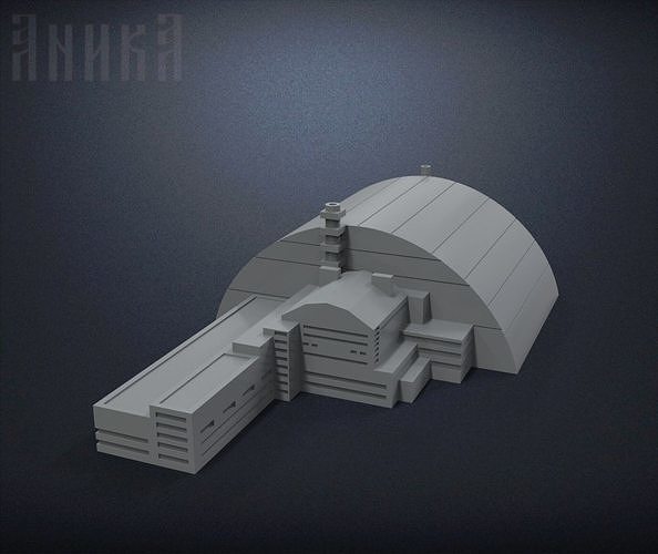 Sarcophagus of power unit of the Chernobyl nuclear power plant 3D model ...