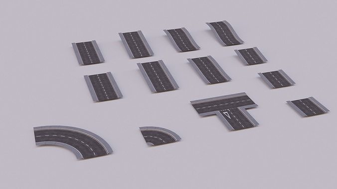 3D model Modular Roads - Low Poly PBR VR / AR / low-poly | CGTrader