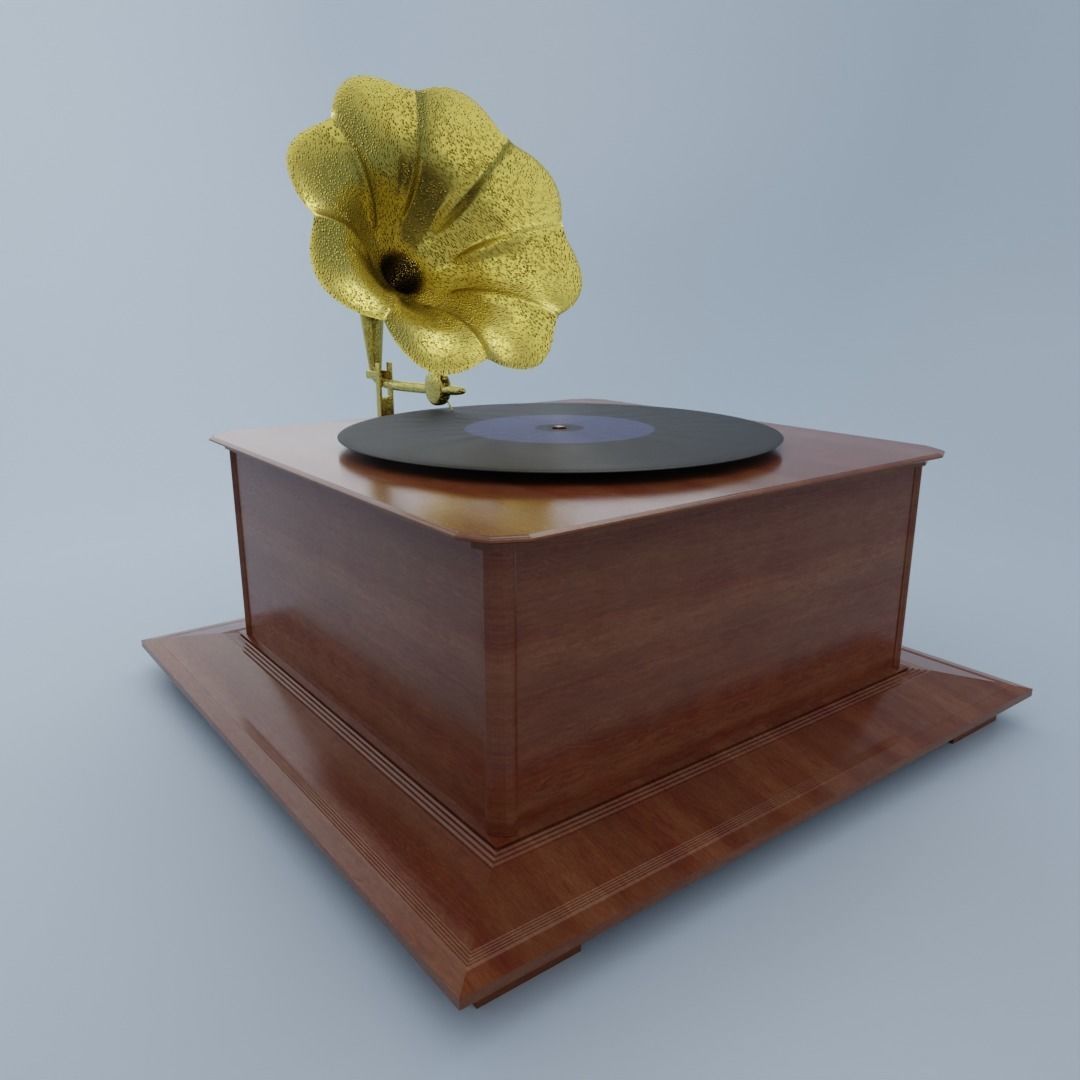 Gramophone record player with flower on top free 3D model | CGTrader