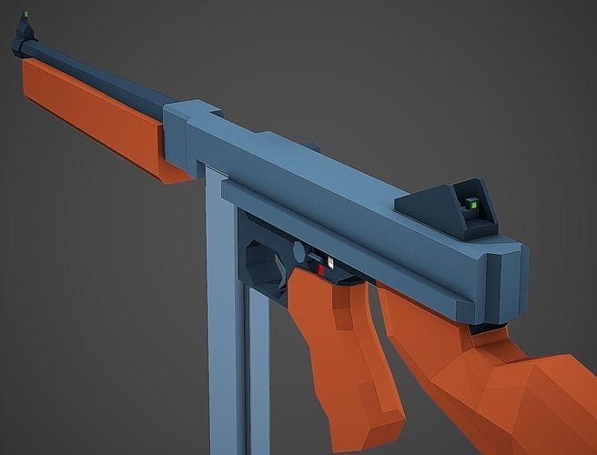 3D model Stylized Thompson M1A1 Low Poly Mobile Ready VR / AR / low ...