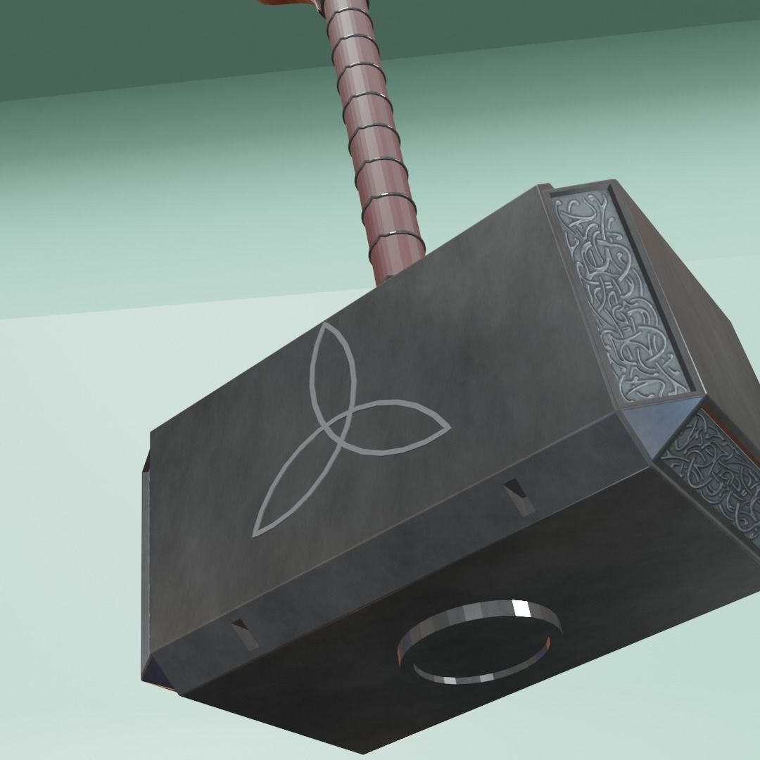 Mjolnir Thor Hammer 3D Model low poly free VR / AR / low-poly 3D model ...