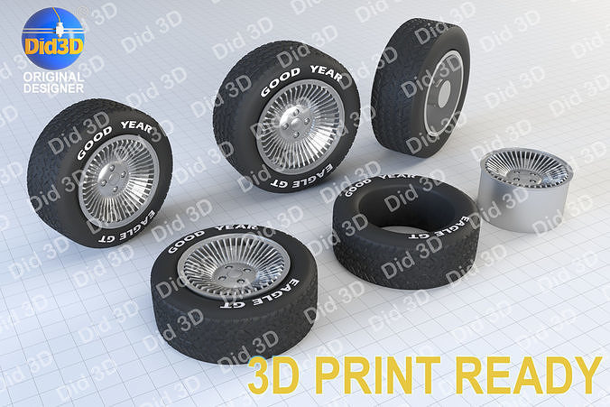 Delorean Wheels 1-8 Scale Only 3D model 3D printable | CGTrader