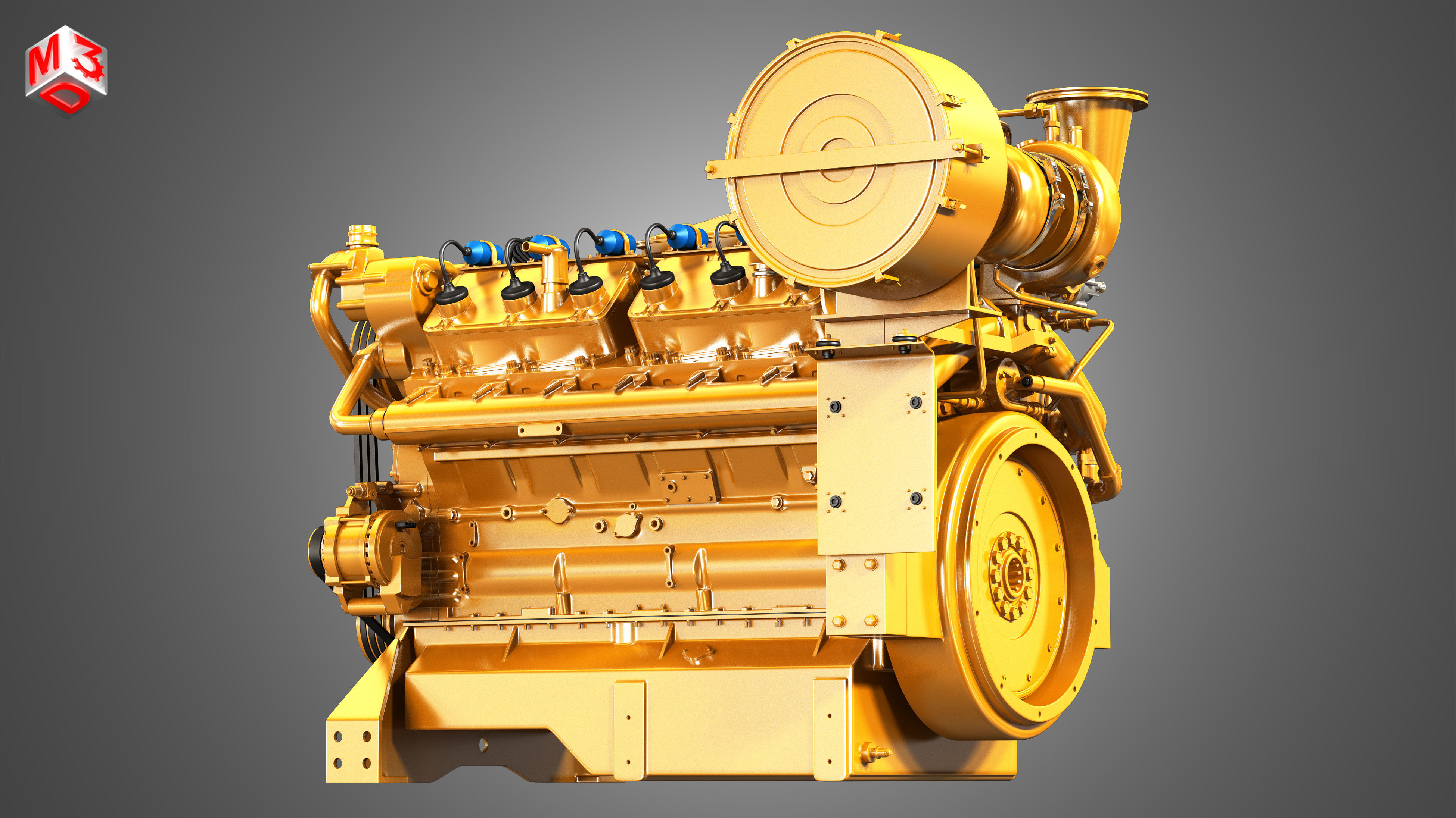 G3412 Engine - V12 Industrial Diesel Engine 3D model | CGTrader