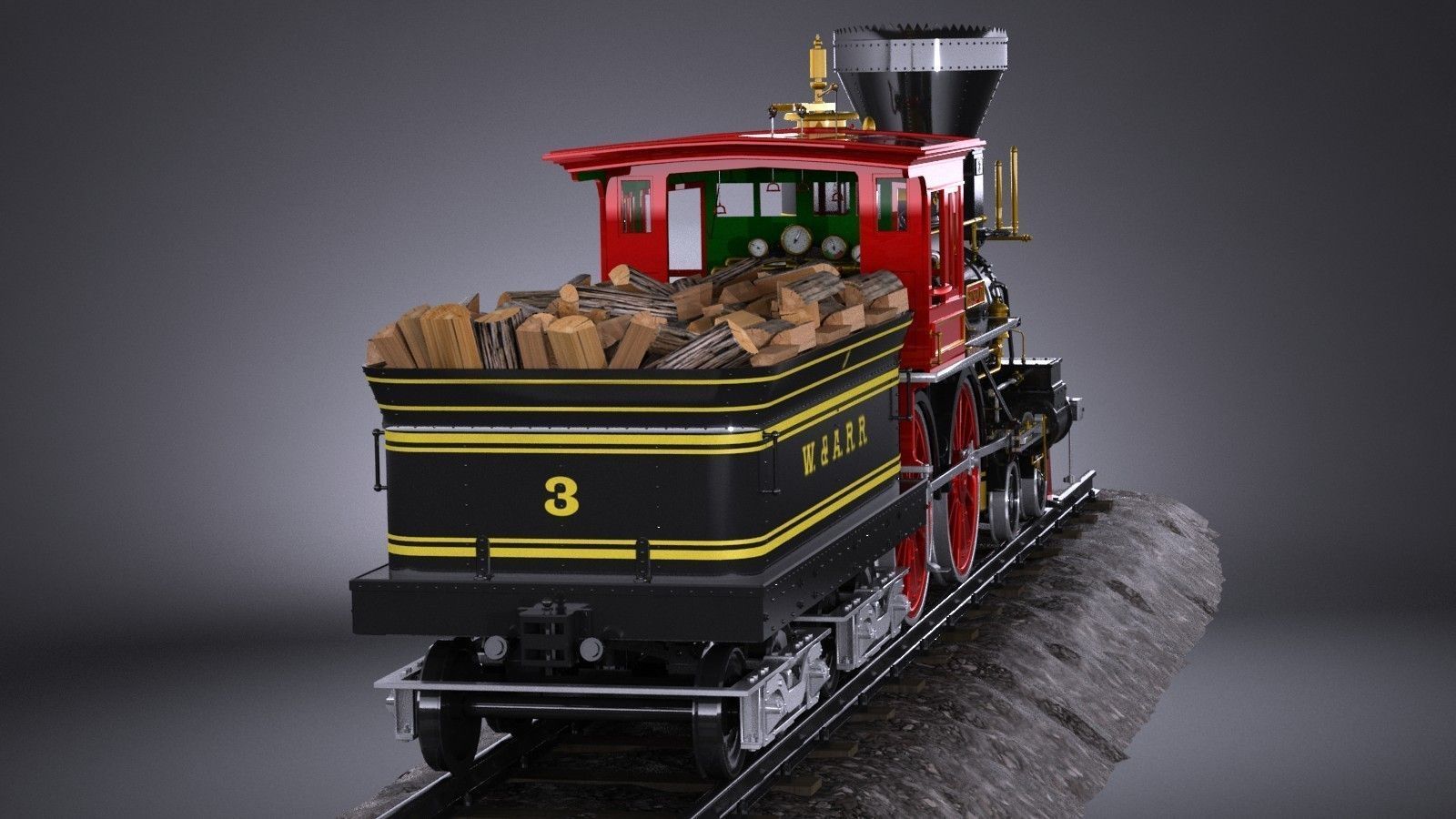 The General 4-4-0 Steam Locomotive 3D model | CGTrader