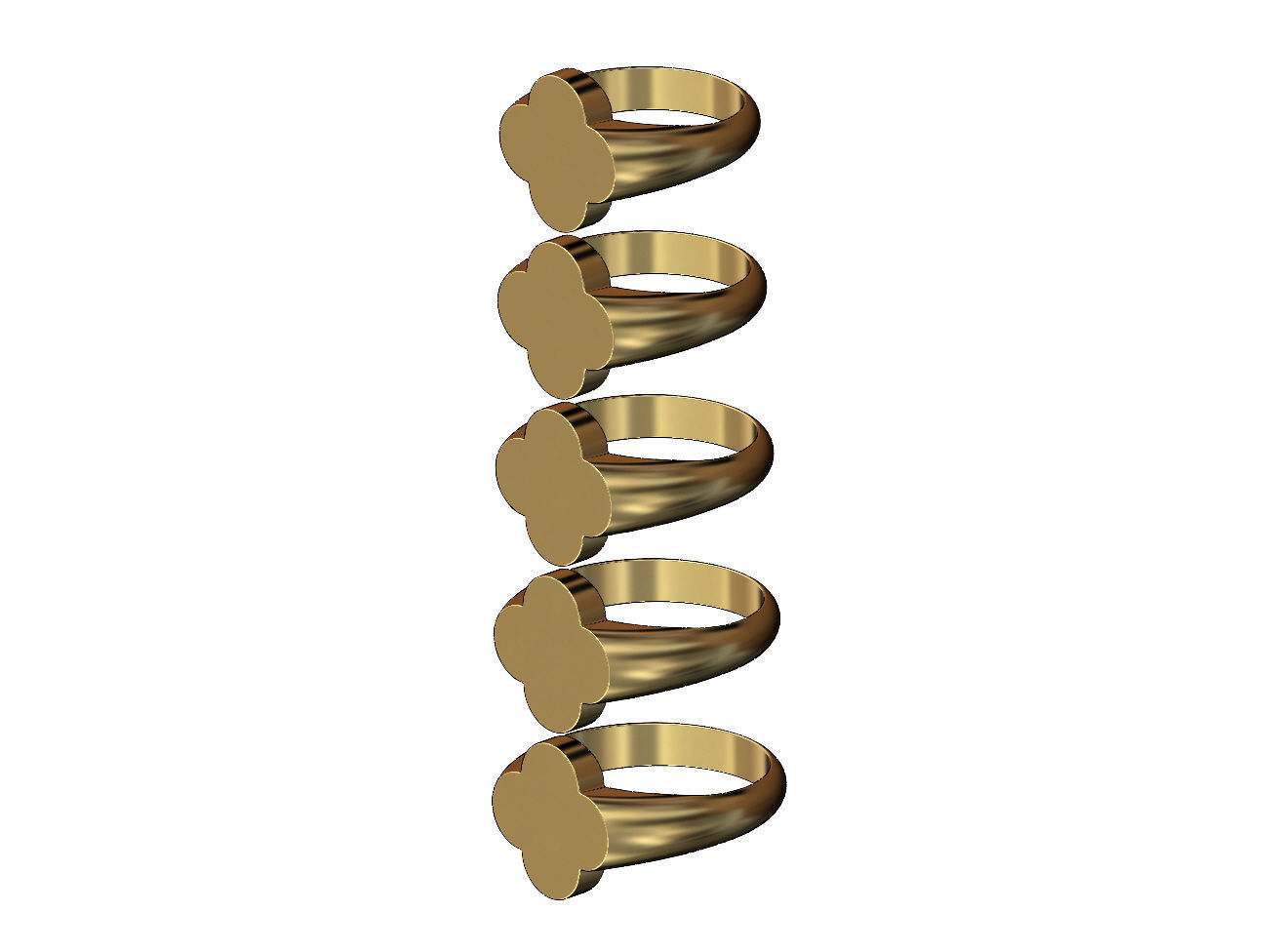 Simple clover shaped engravable signet ring US size 6to10 3D model 3D ...