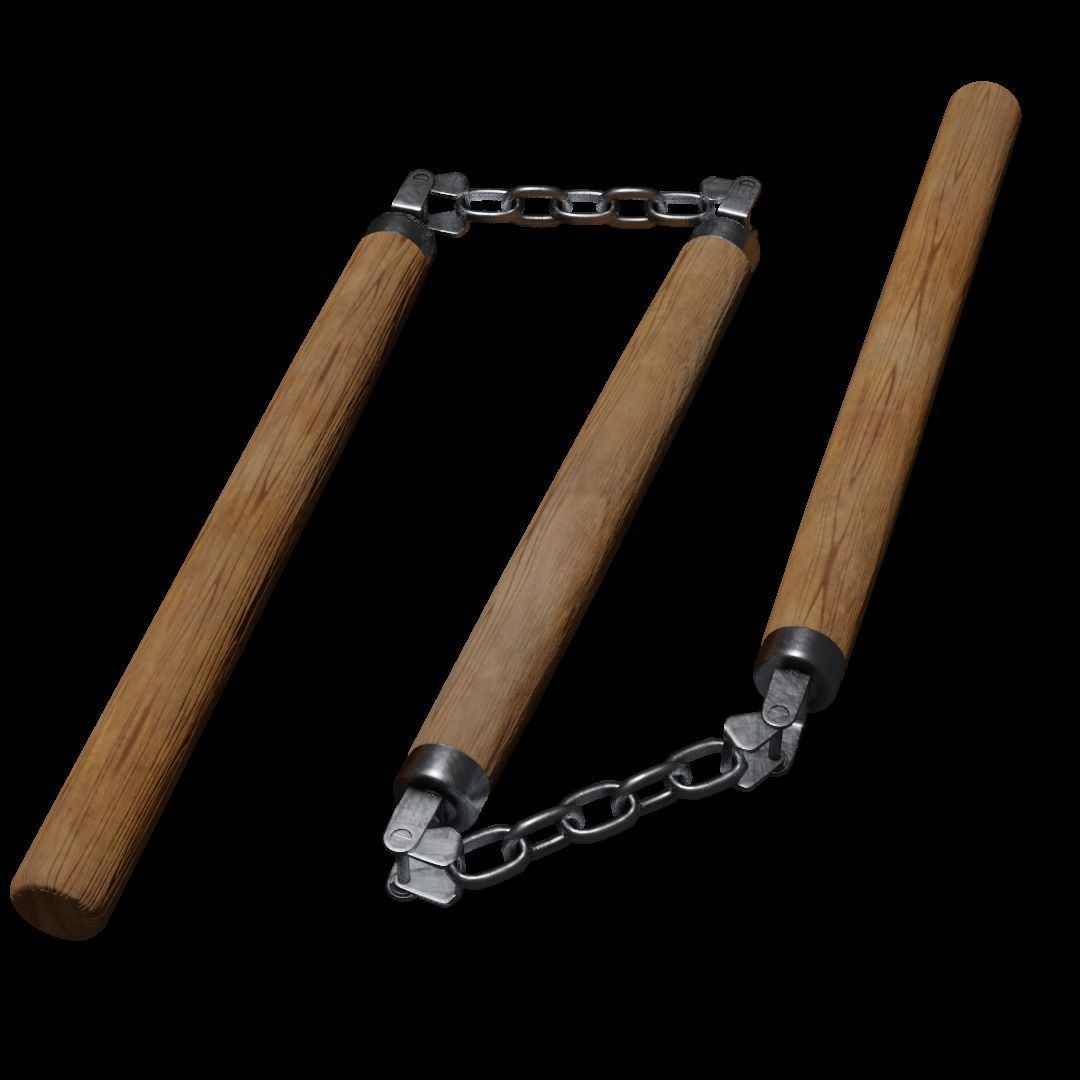 Triple Nunchaku 3D model rigged | CGTrader