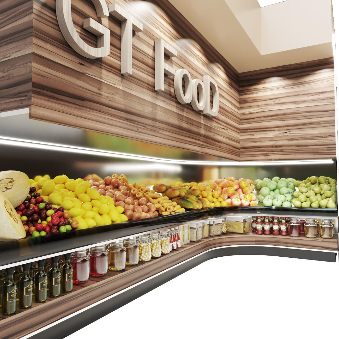 Showcase in a store with fruits and vegetables 3D model | CGTrader