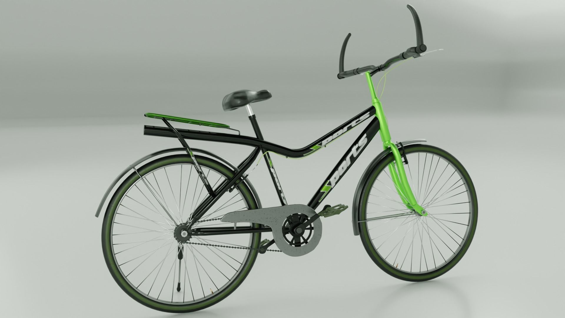 GREEN AND BLACK COLORED STUNNING SPORTS CYCLE 3D model | CGTrader