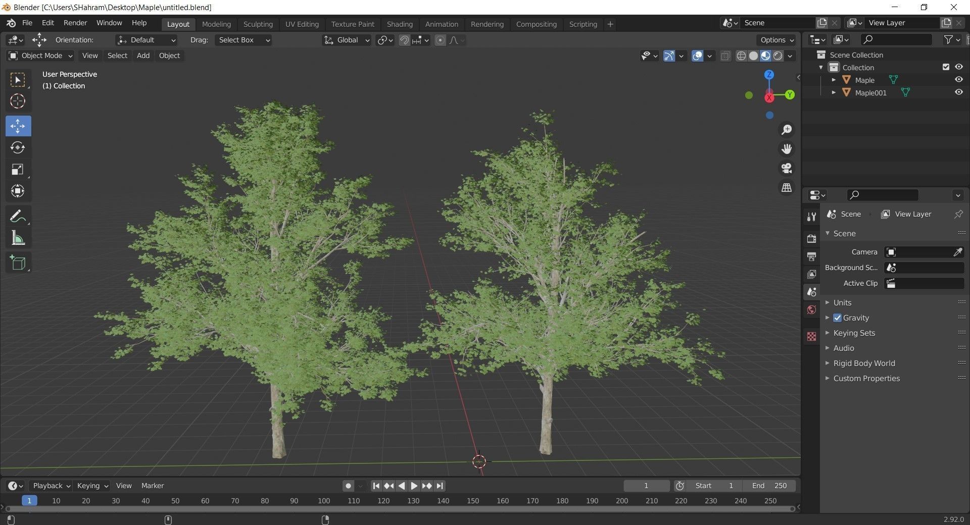2diffrent tree Maple 2 trees Models in the scene free 3D model | CGTrader