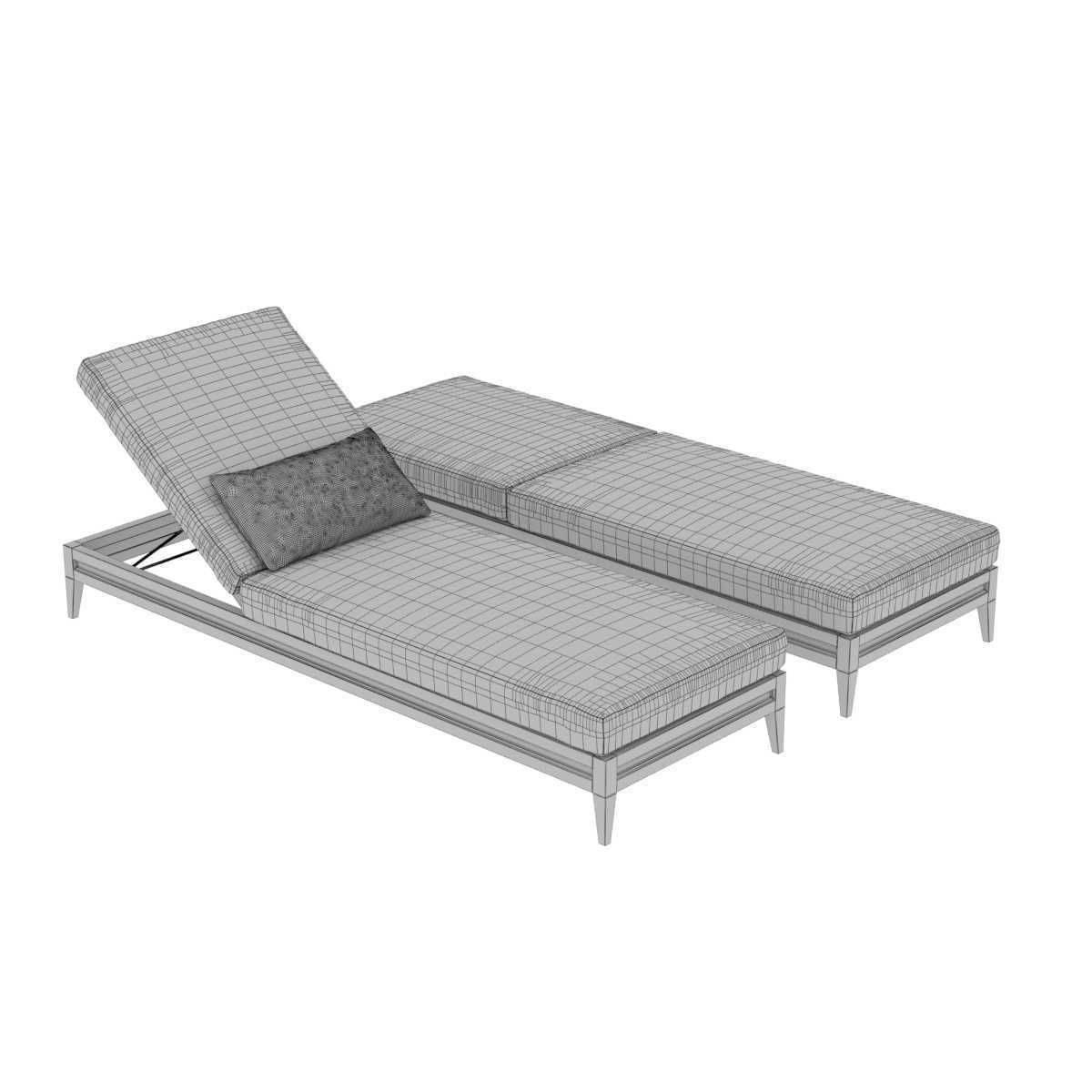 Restoration hardware GREYSTONE TEAK CHAISE 3D model | CGTrader