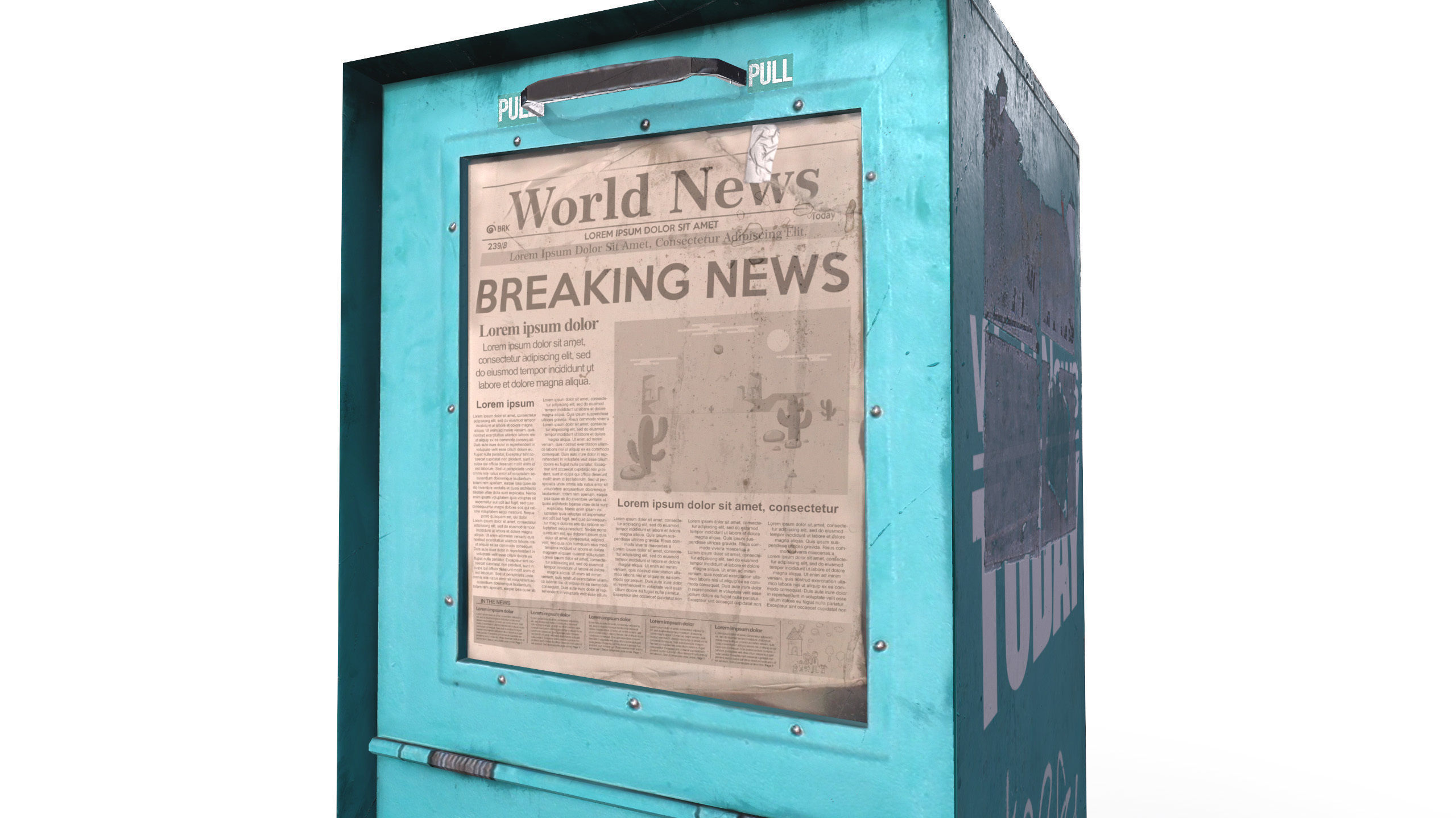 3D model Low Poly Newspaper Newsstand Vending Machine Outdoor Prop VR ...