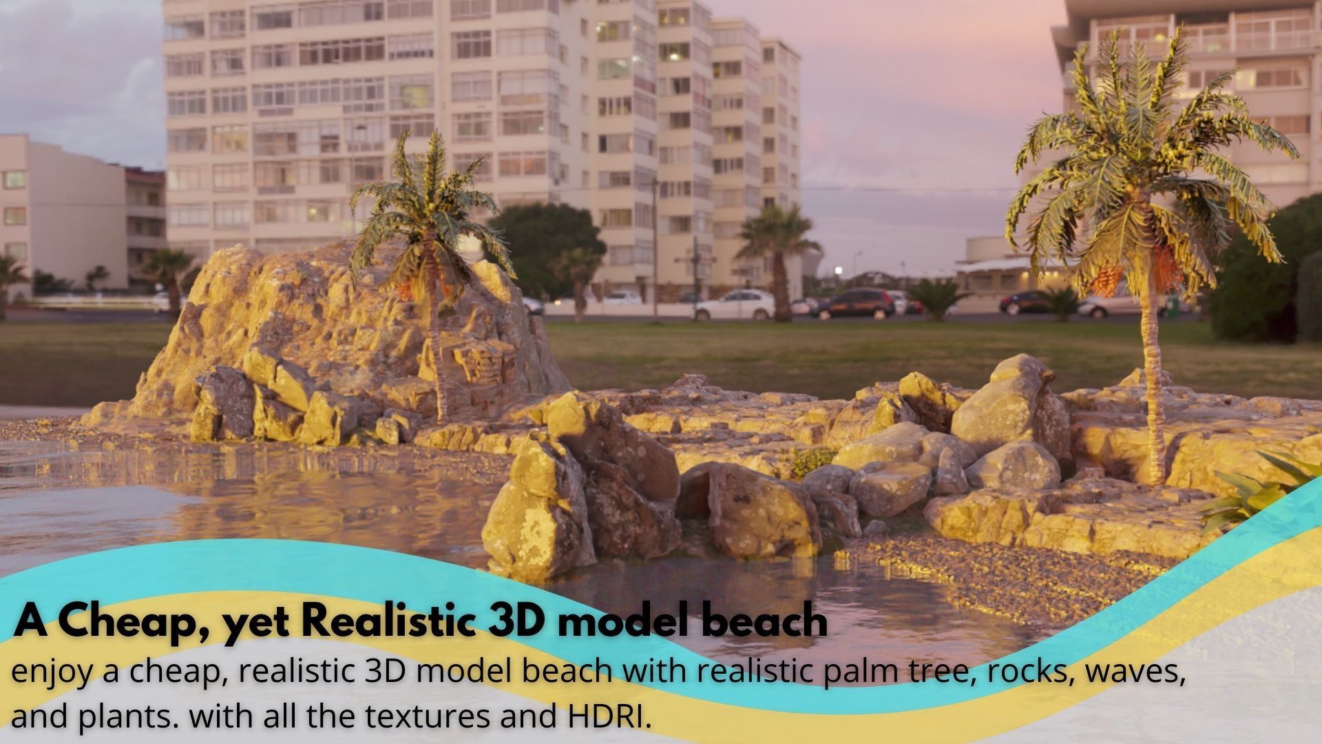 Realistic Beach 3D Model With textures Complete realistic 3D model ...
