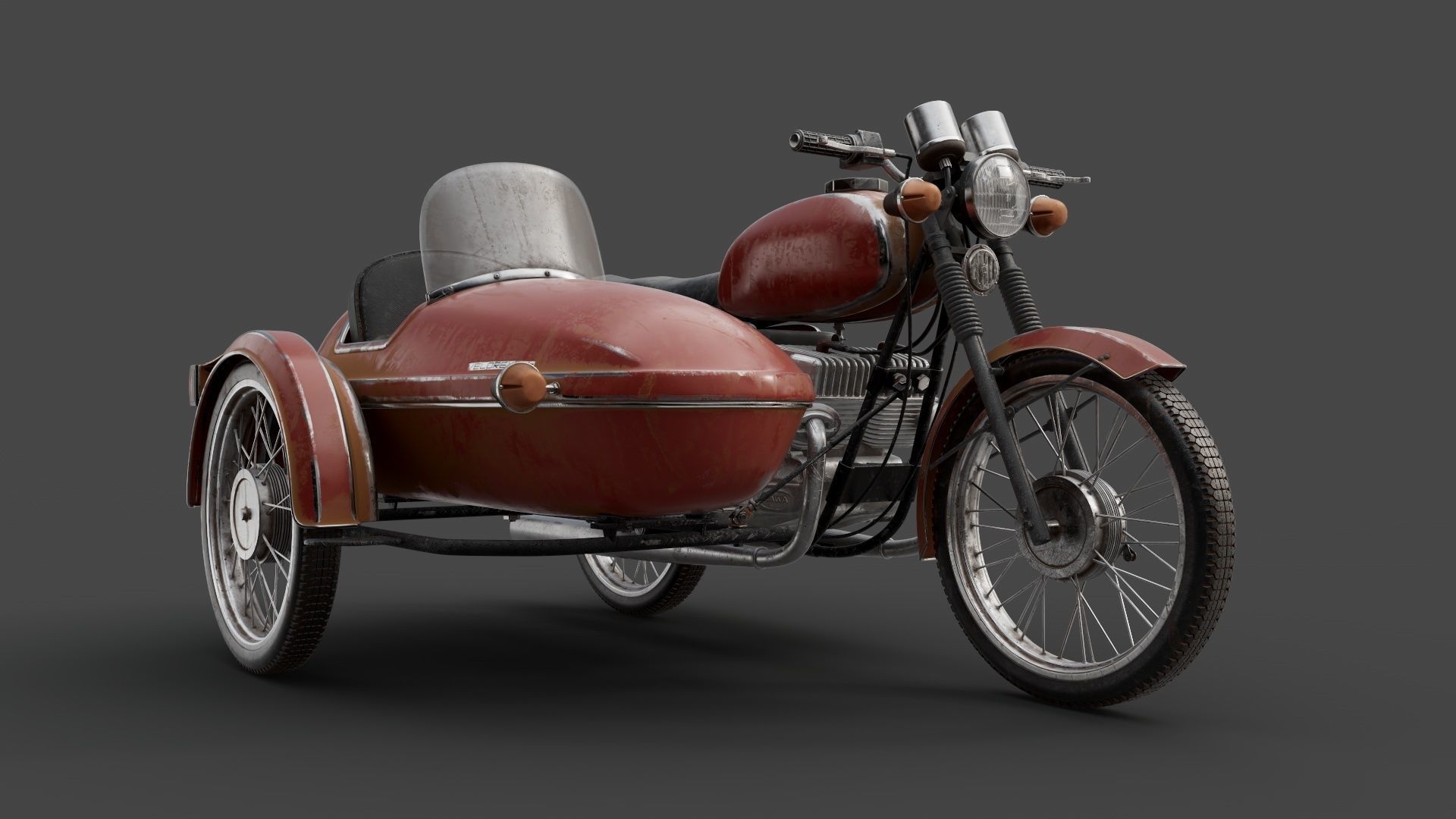 Motorcycle Jawa 350 with a sidecar 3D model | CGTrader