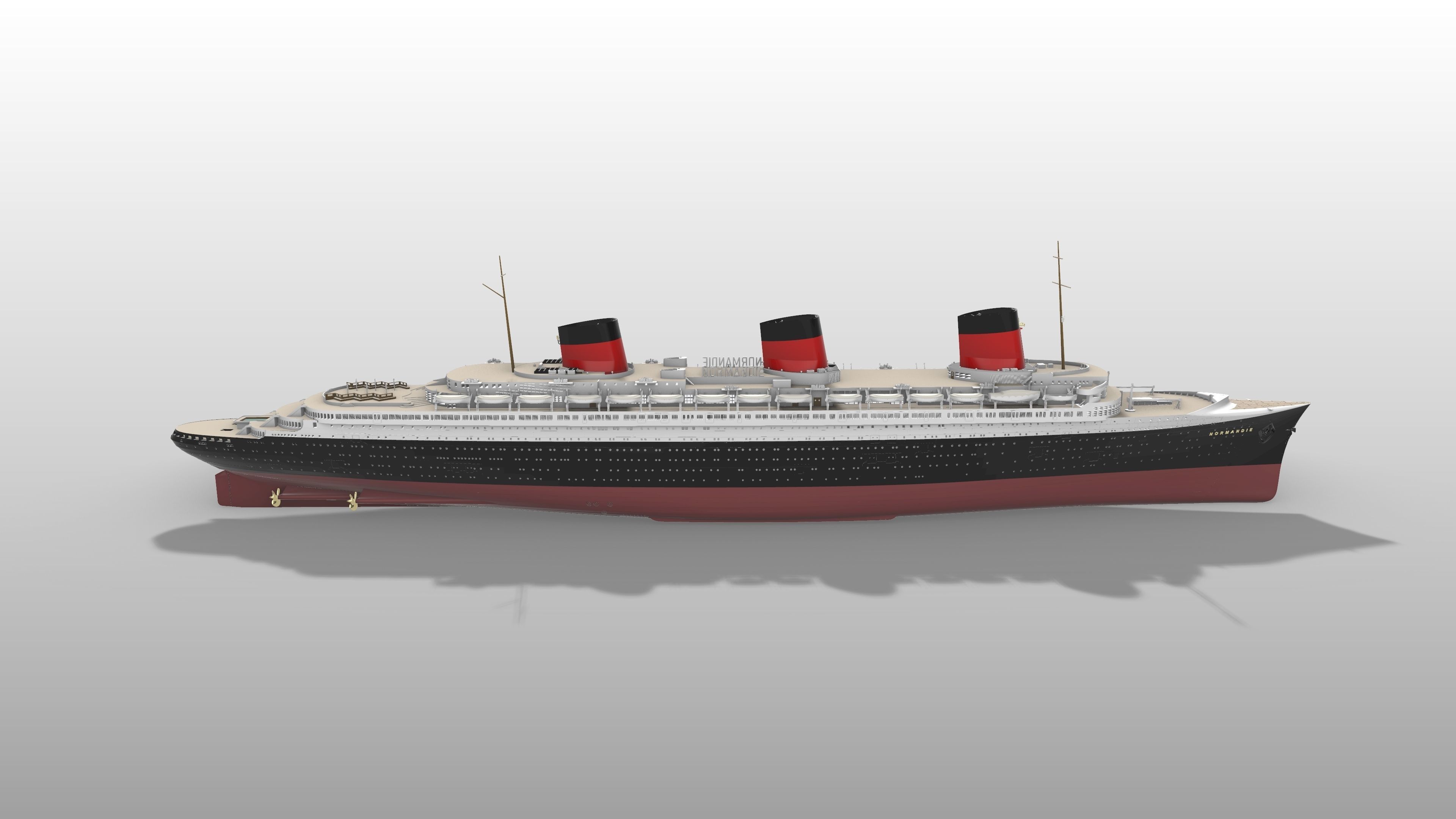 SS Normandie ocean liner 1-600 scale printable model kit 3D model 3D ...