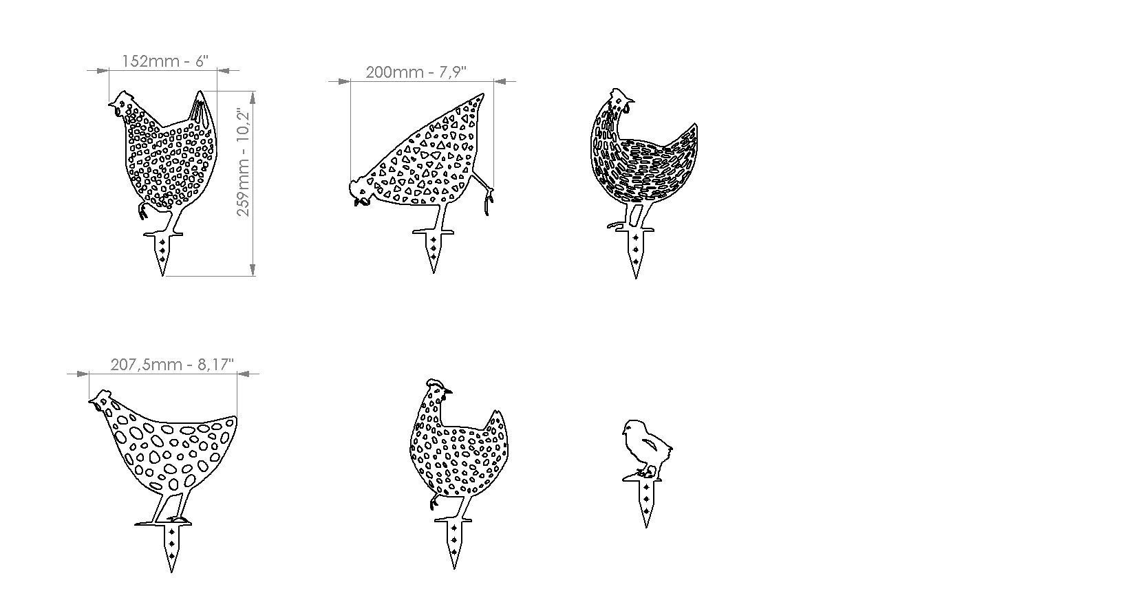 Chicken Yard Art Dxf and Step Format Chicken Family Garden Art 3D model ...