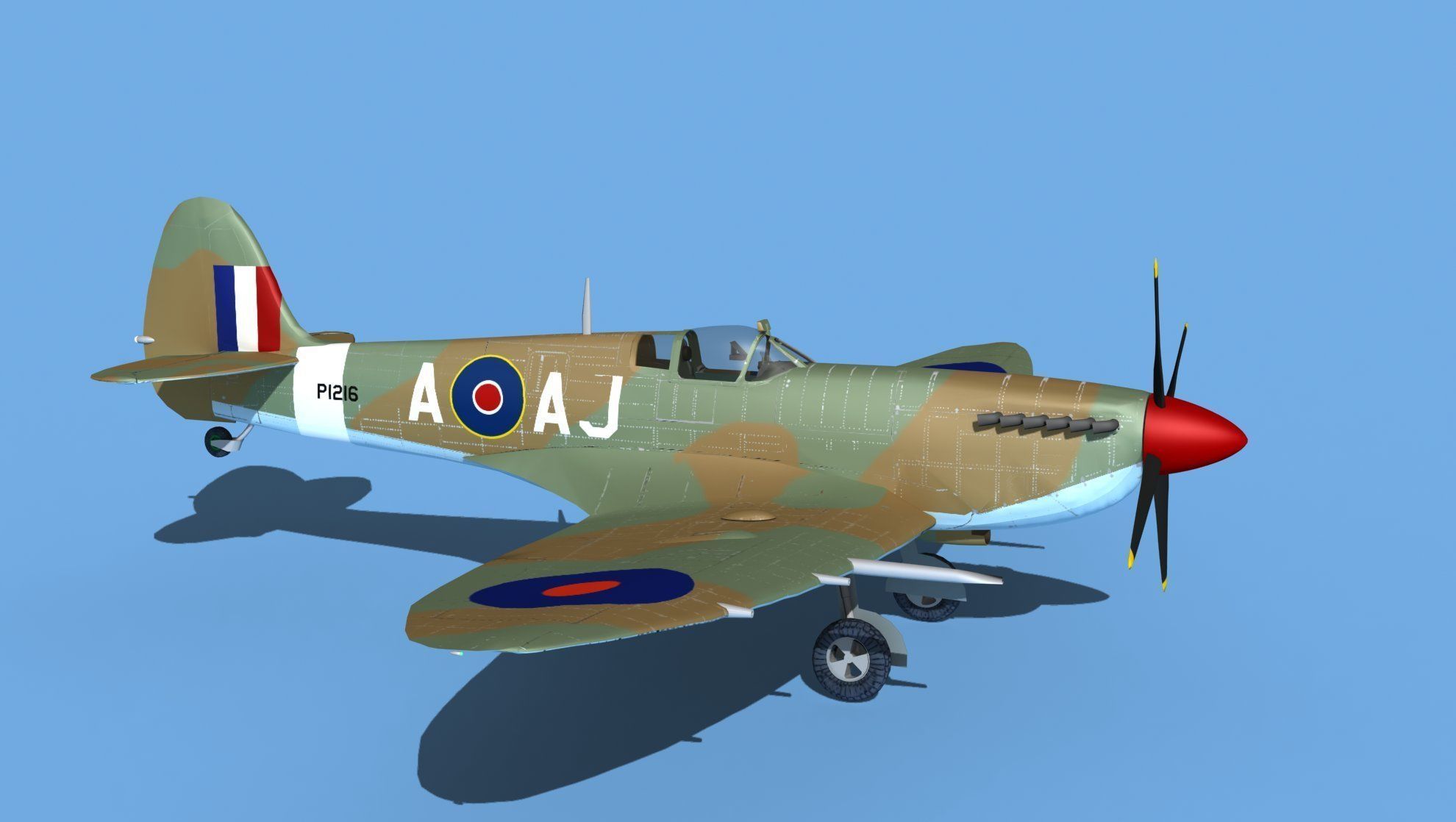 Supermarine Spitfire Mk IXb V08 3D model animated rigged | CGTrader