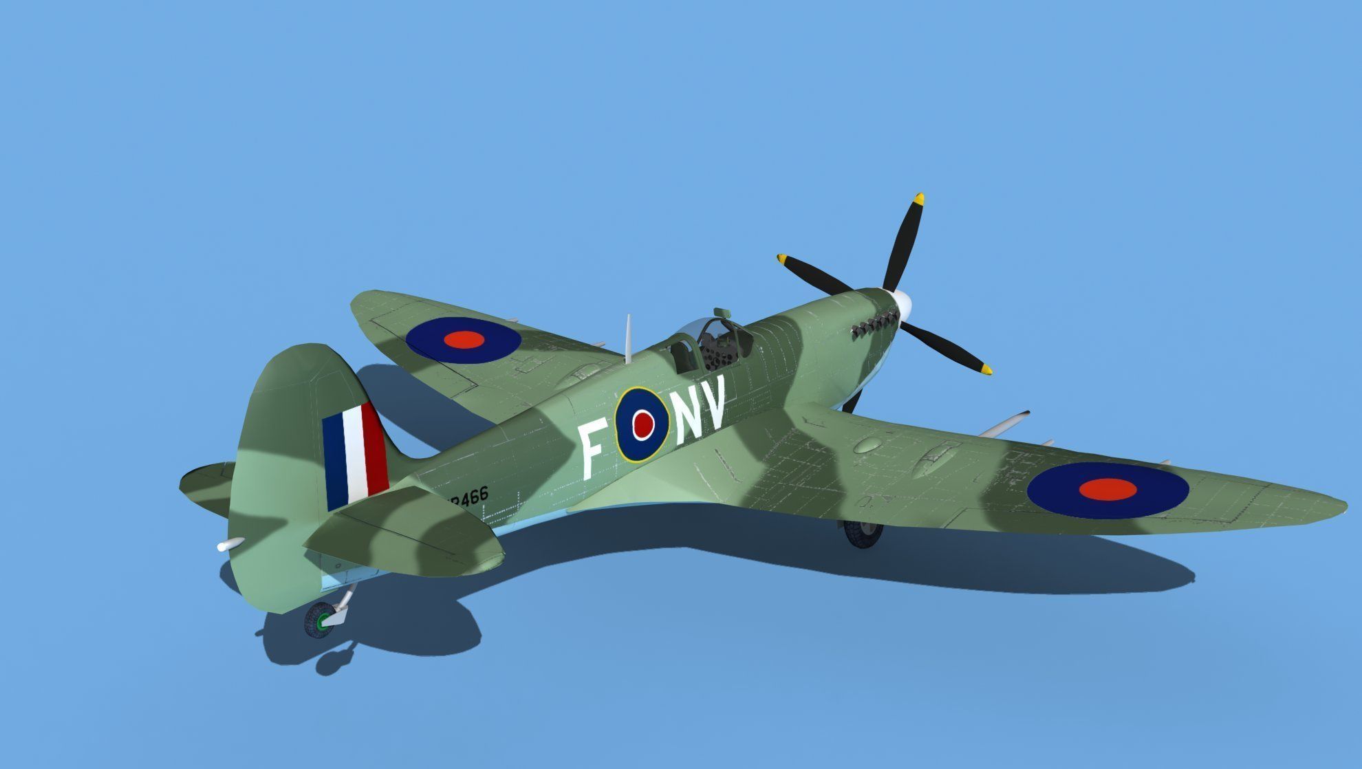 Supermarine Spitfire Mk IXb V09 3D model animated rigged | CGTrader