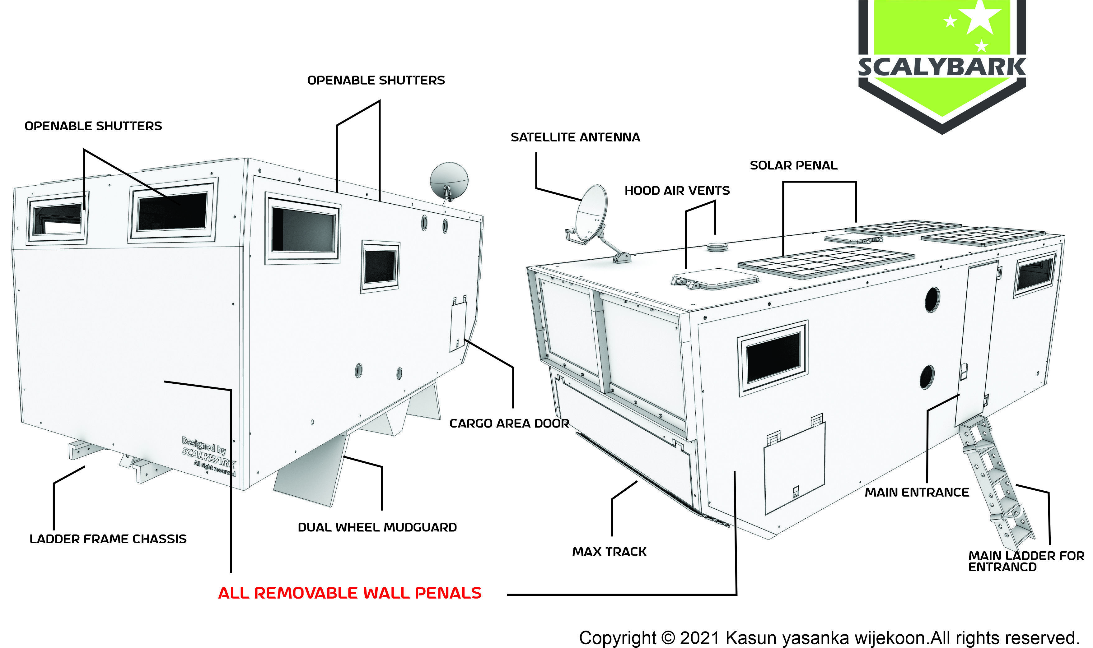 camper model box for RC truck fully 3d printable STL 3D model 3D ...