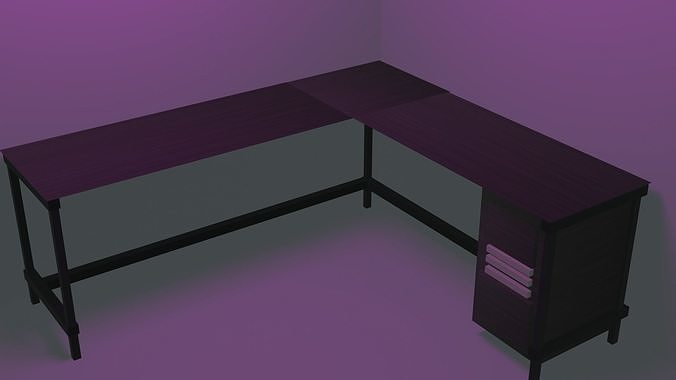 L Shaped Table 3D model | CGTrader