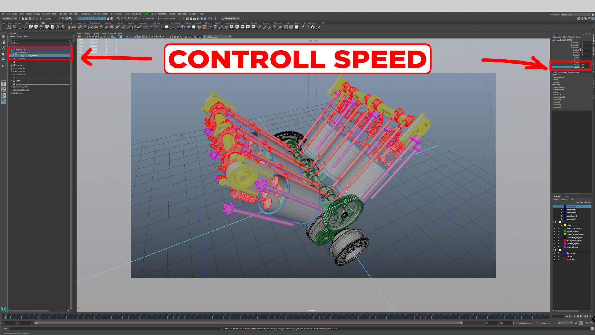 V6 Engine Working Animated 3D model animated rigged | CGTrader