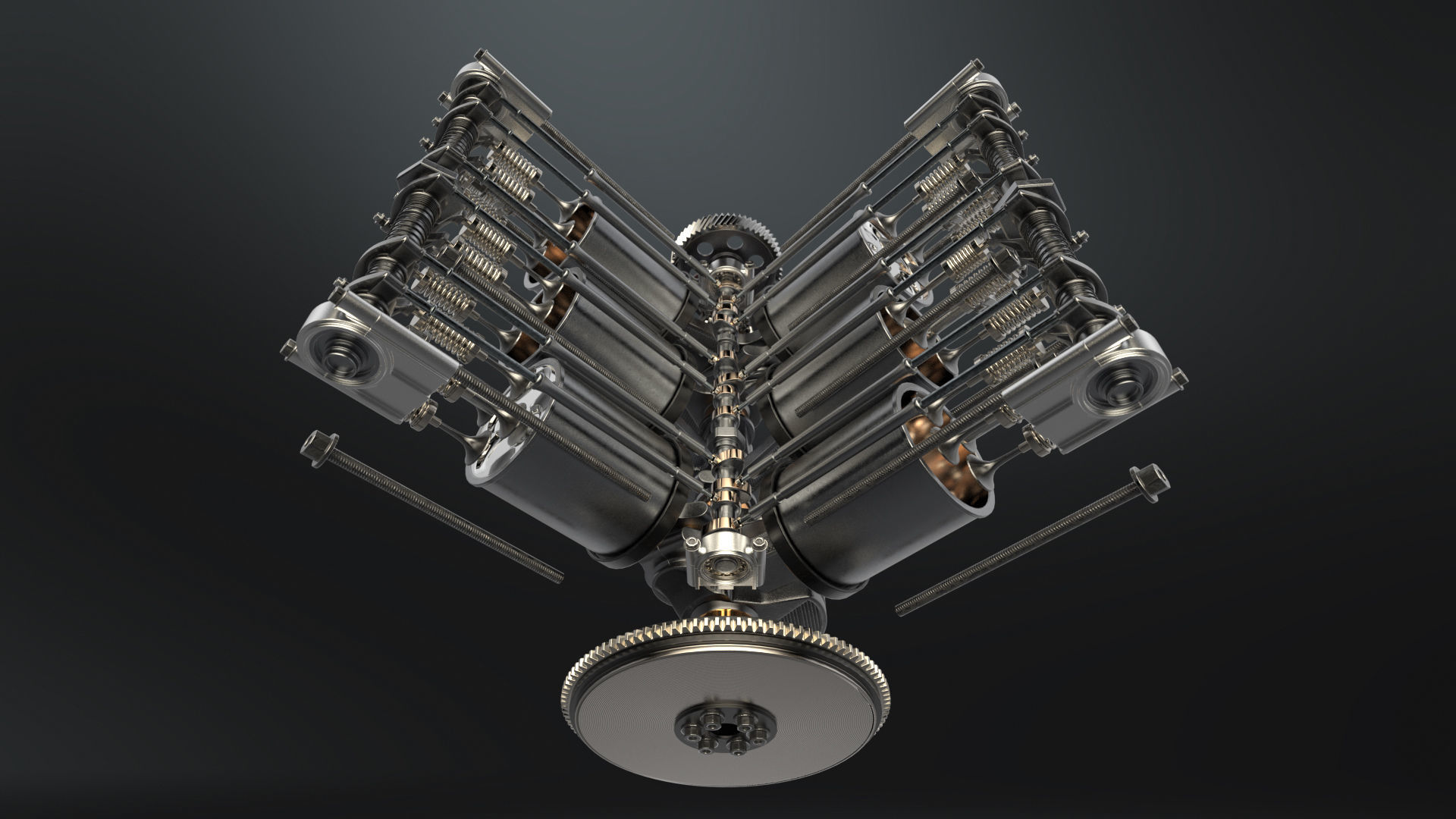 V6 Engine Working Animated 3D model animated rigged | CGTrader