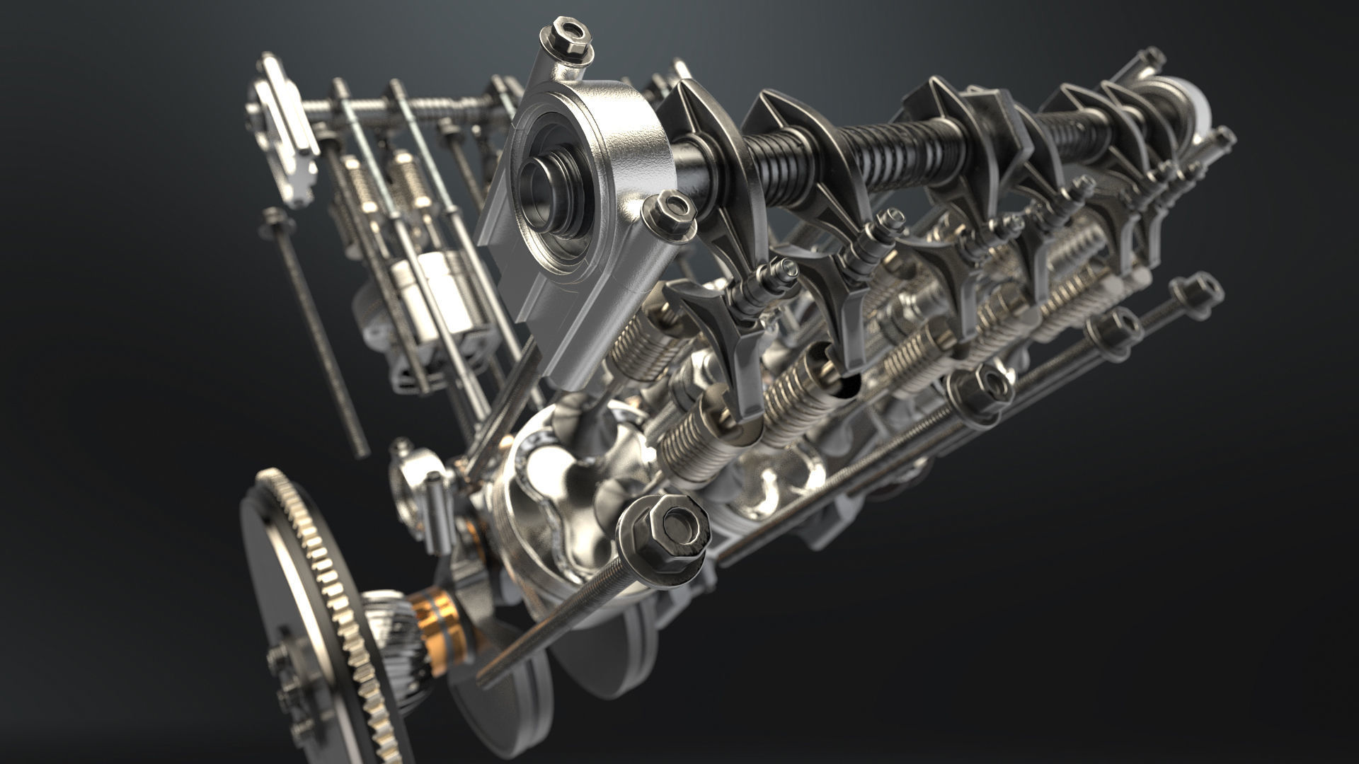 V6 Engine Working Animated 3D model animated rigged | CGTrader