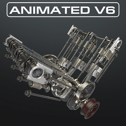 V6 Engine Working Animated 3D model animated rigged | CGTrader