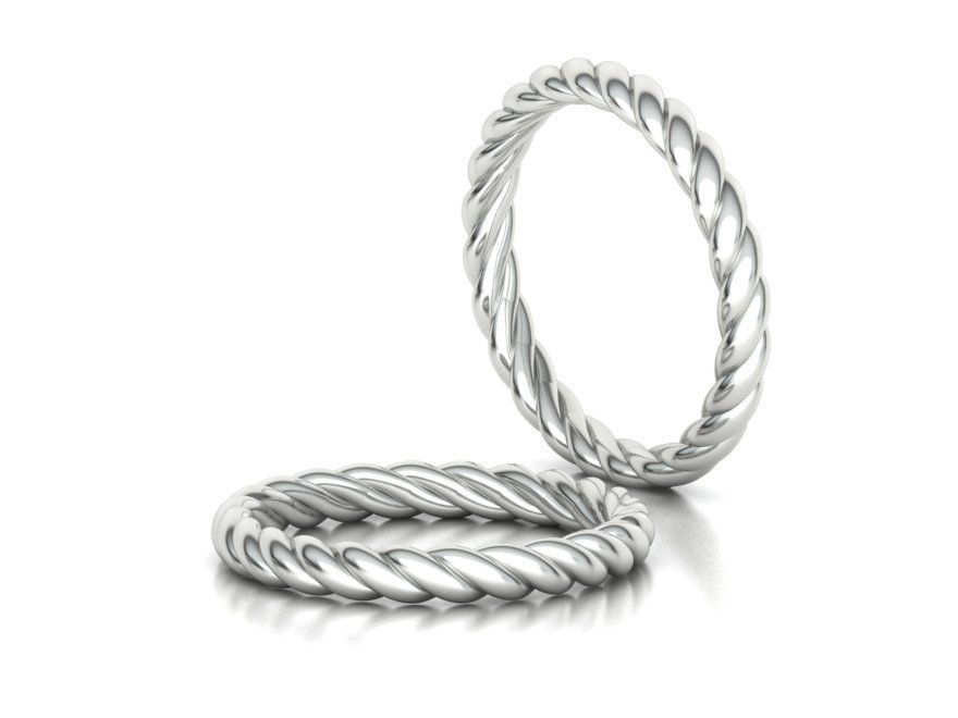 Twisted Rope Wedding Ring Stackable Ring 3dmodel 3D model 3D printable ...