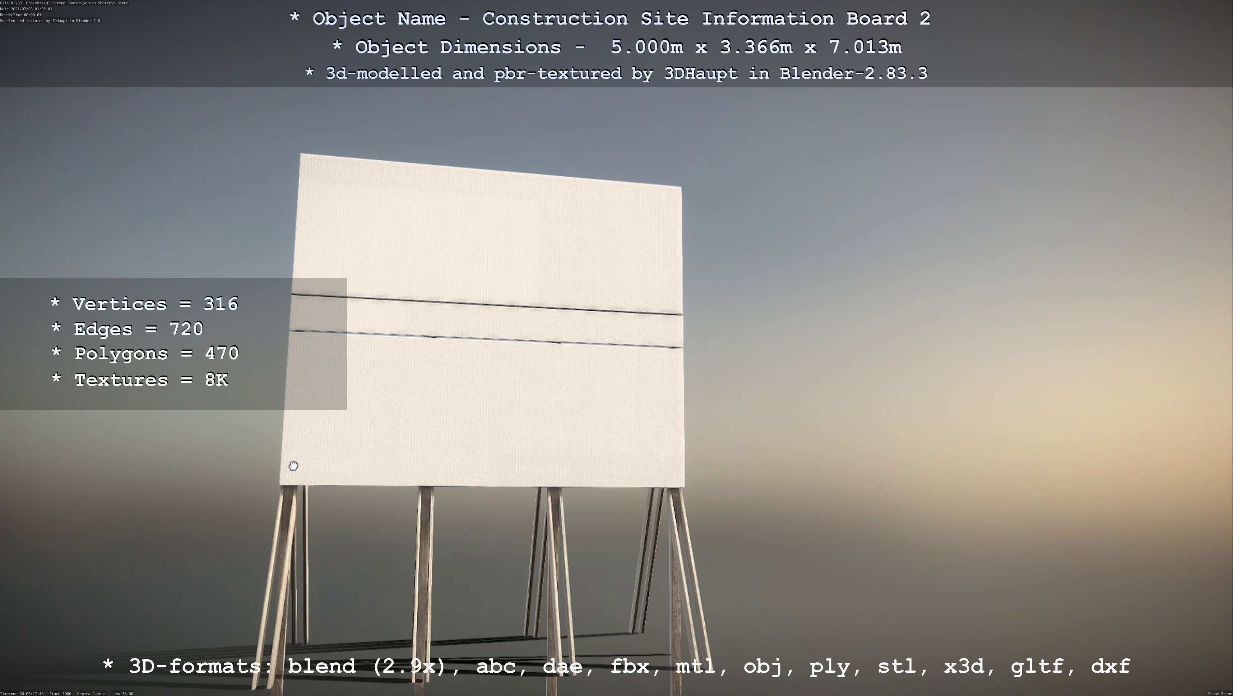 3D model Construction Site Information Board 2 VR / AR / low-poly ...